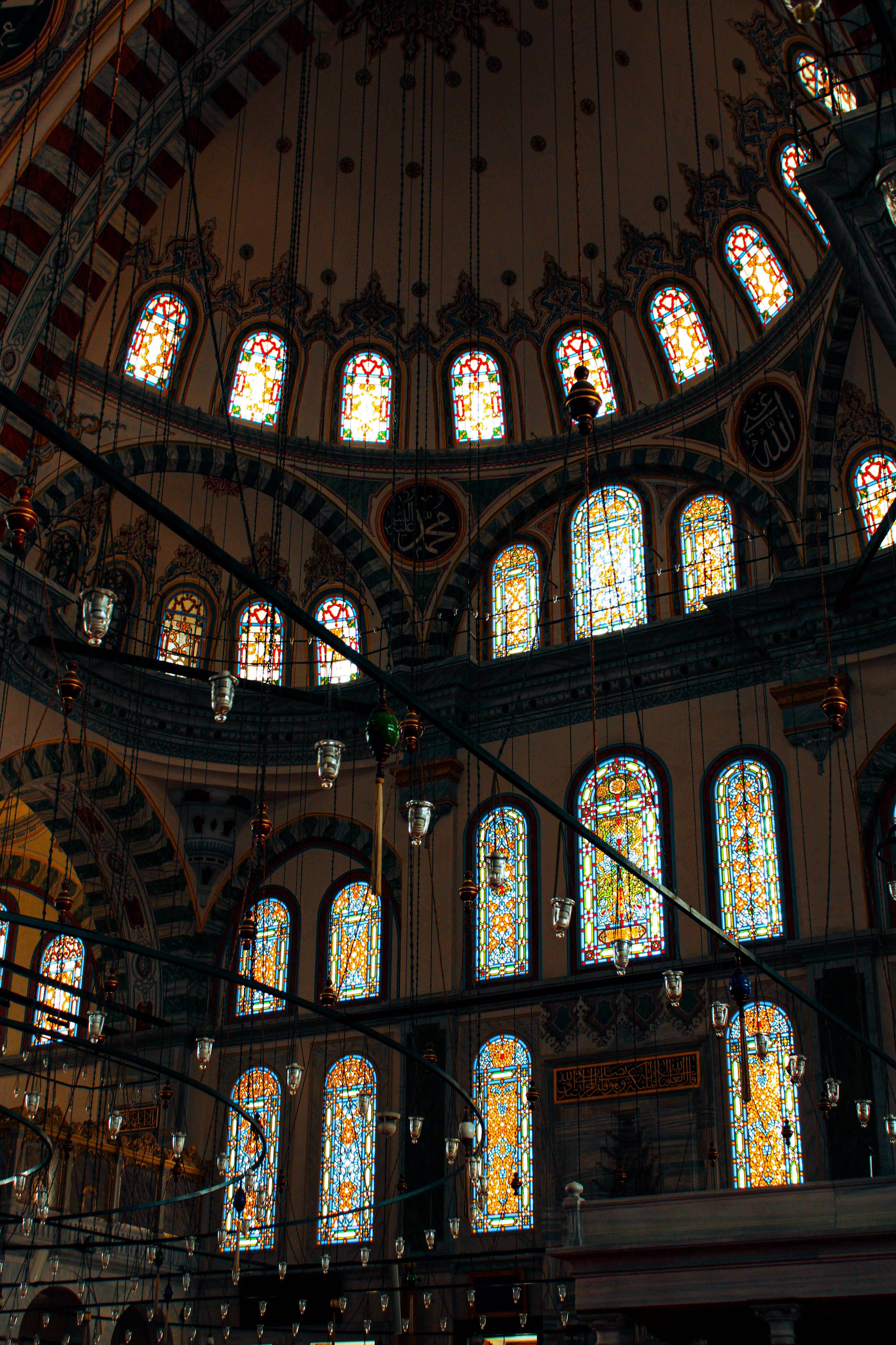 Interior of a Mosque with Mosaics and Stained Glass Windows · Free ...