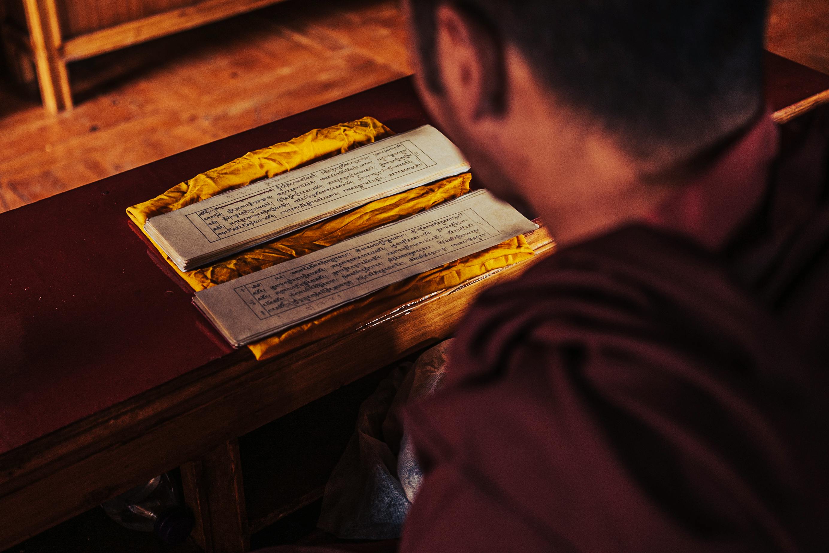 Mon Reading a Holy Texts · Free Stock Photo