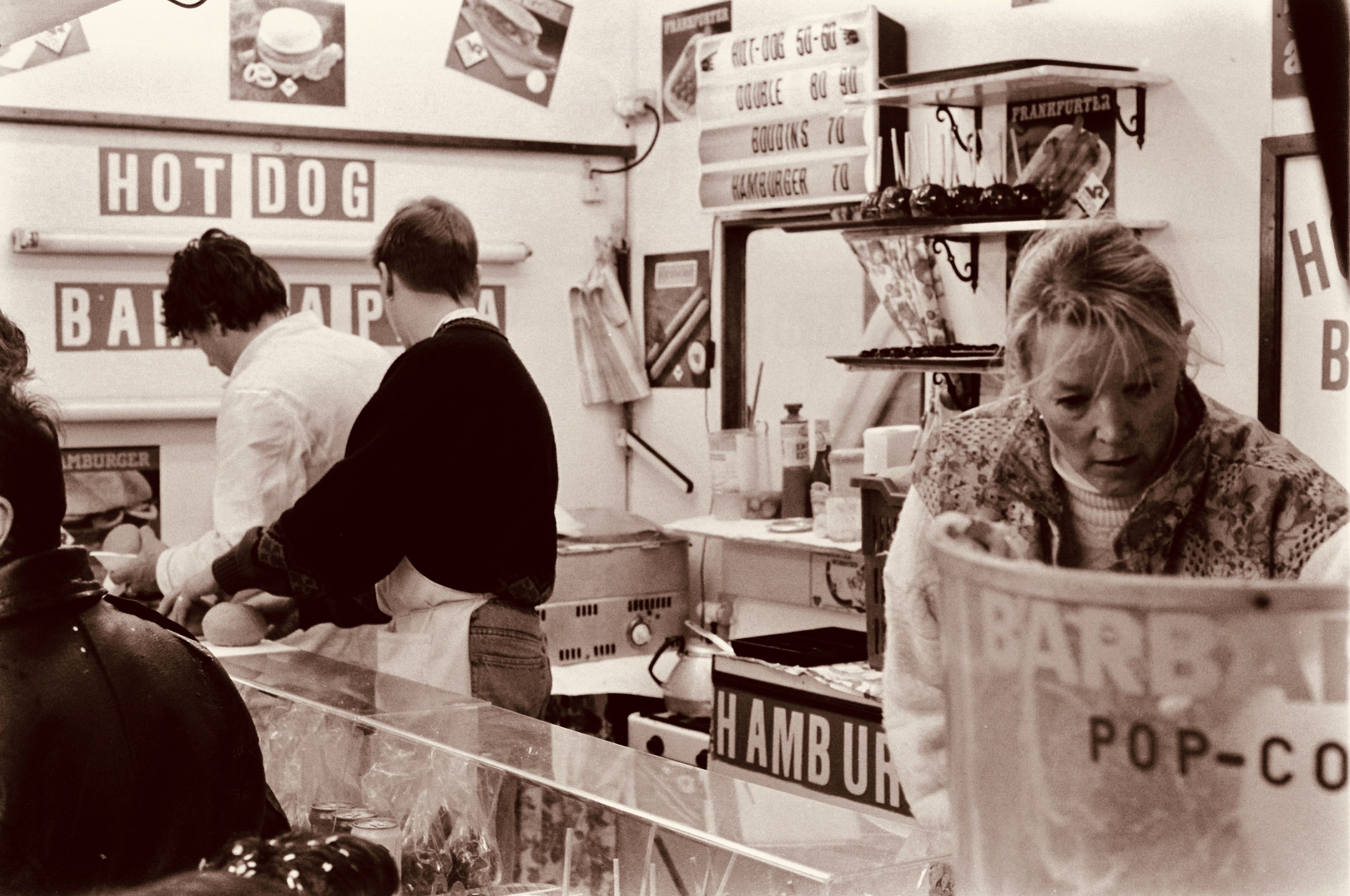 Photo of People in a Retro Fast Food Restaurant Made in Sepia · Free ...