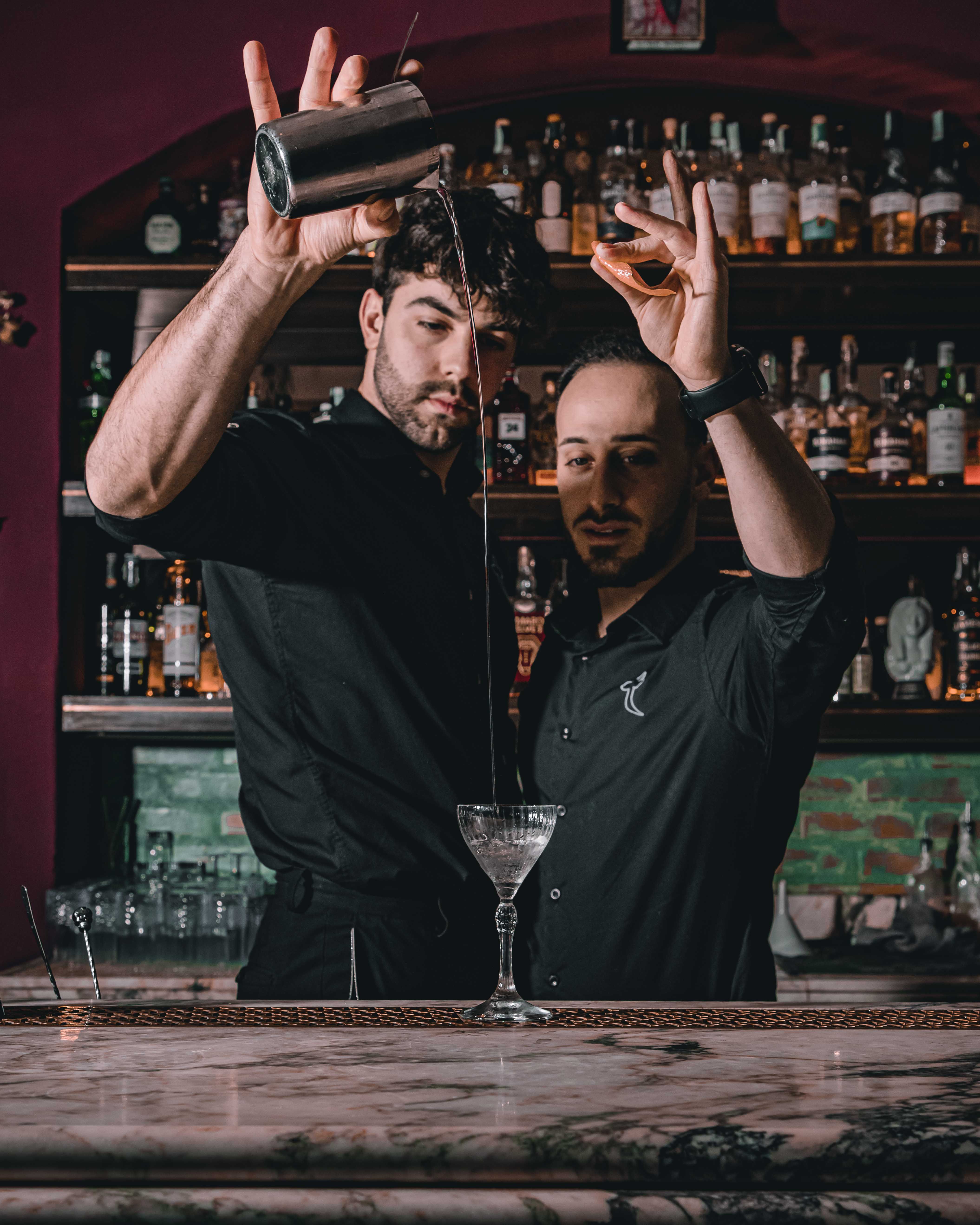 Barmen Posing by Bar Counter · Free Stock Photo