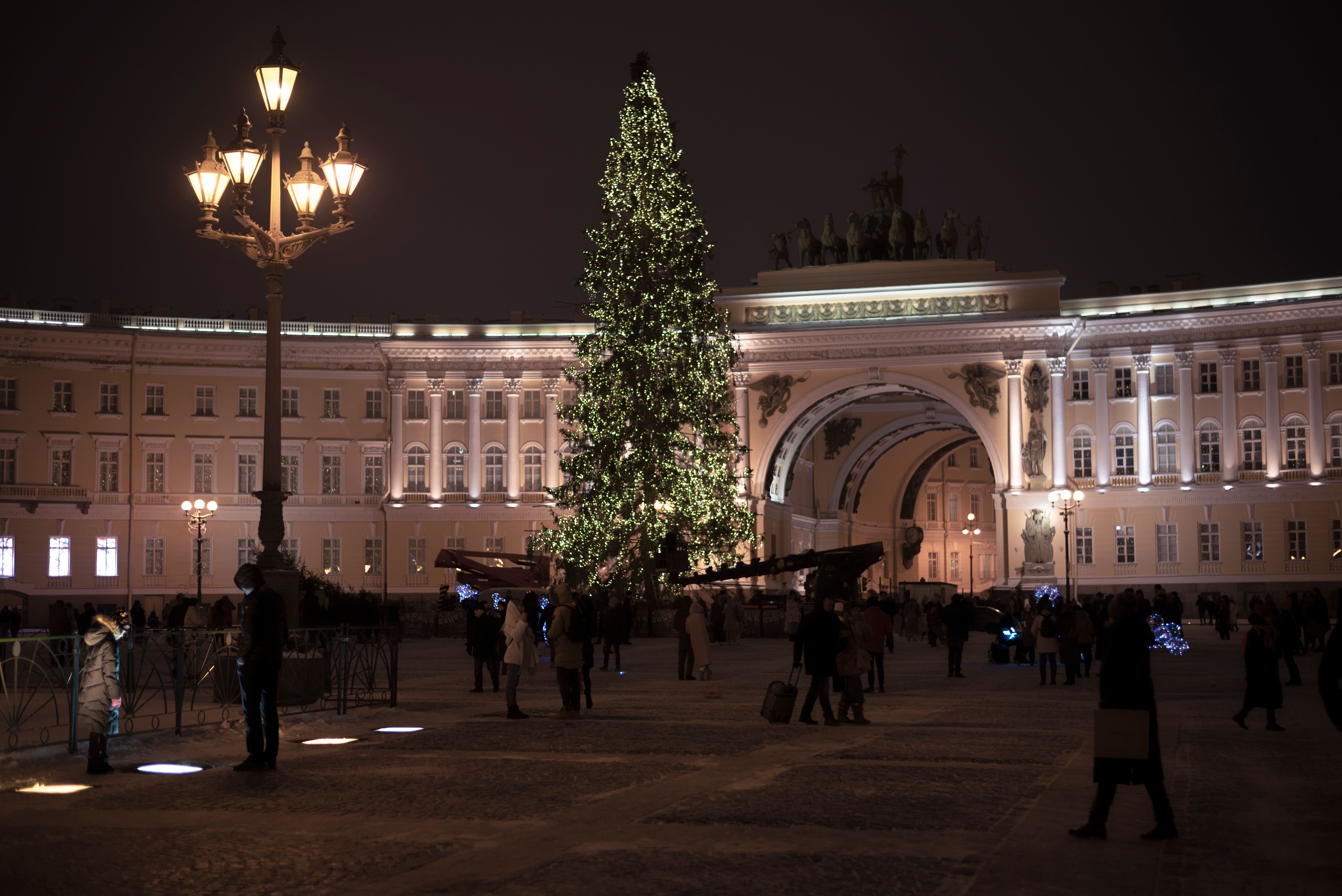 Illuminated Christmas Tree in Palace Square in Saint Petersburg · Free ...