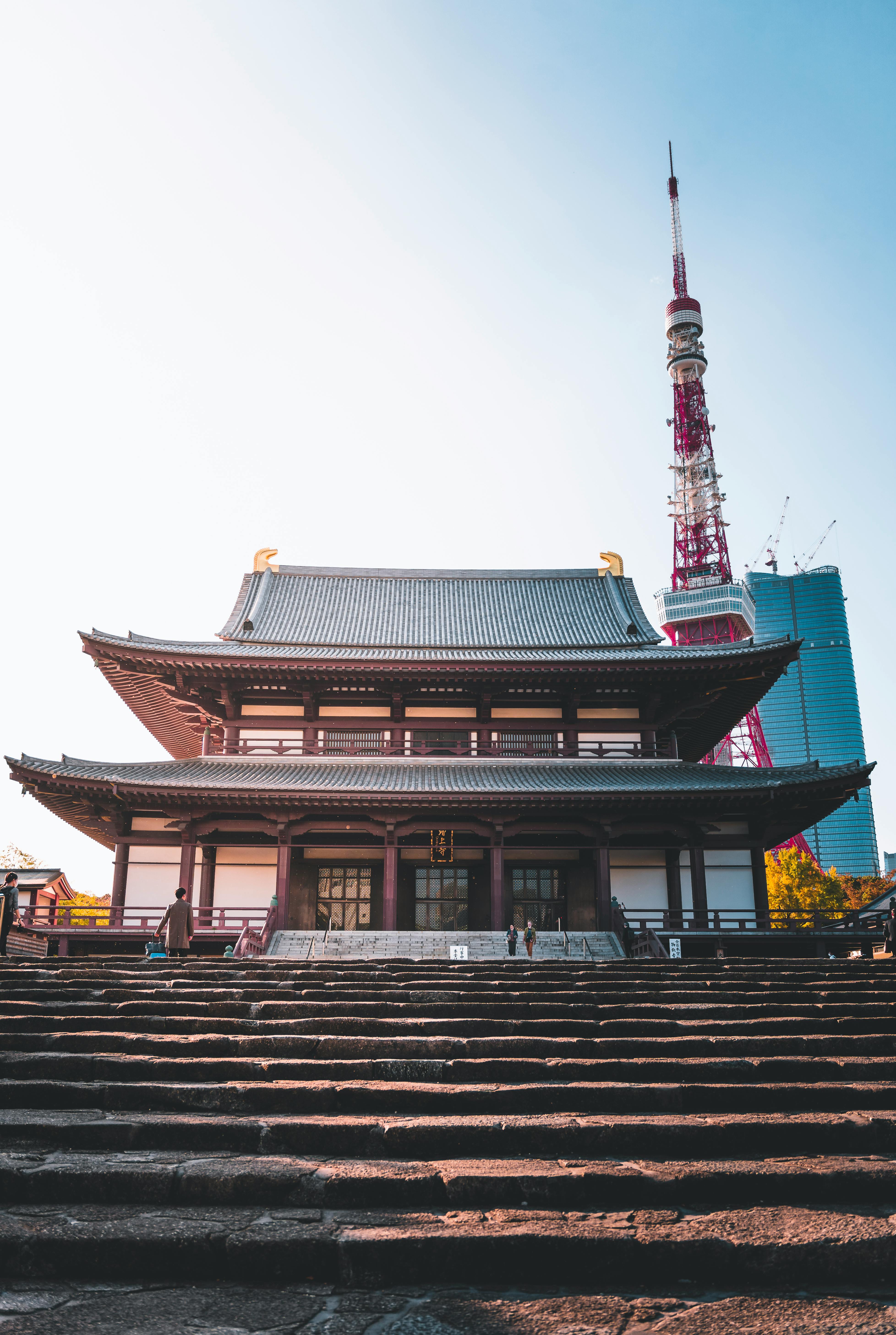 Tokyo Tower Behind Black and White Dojo Building during Daytime · Free ...