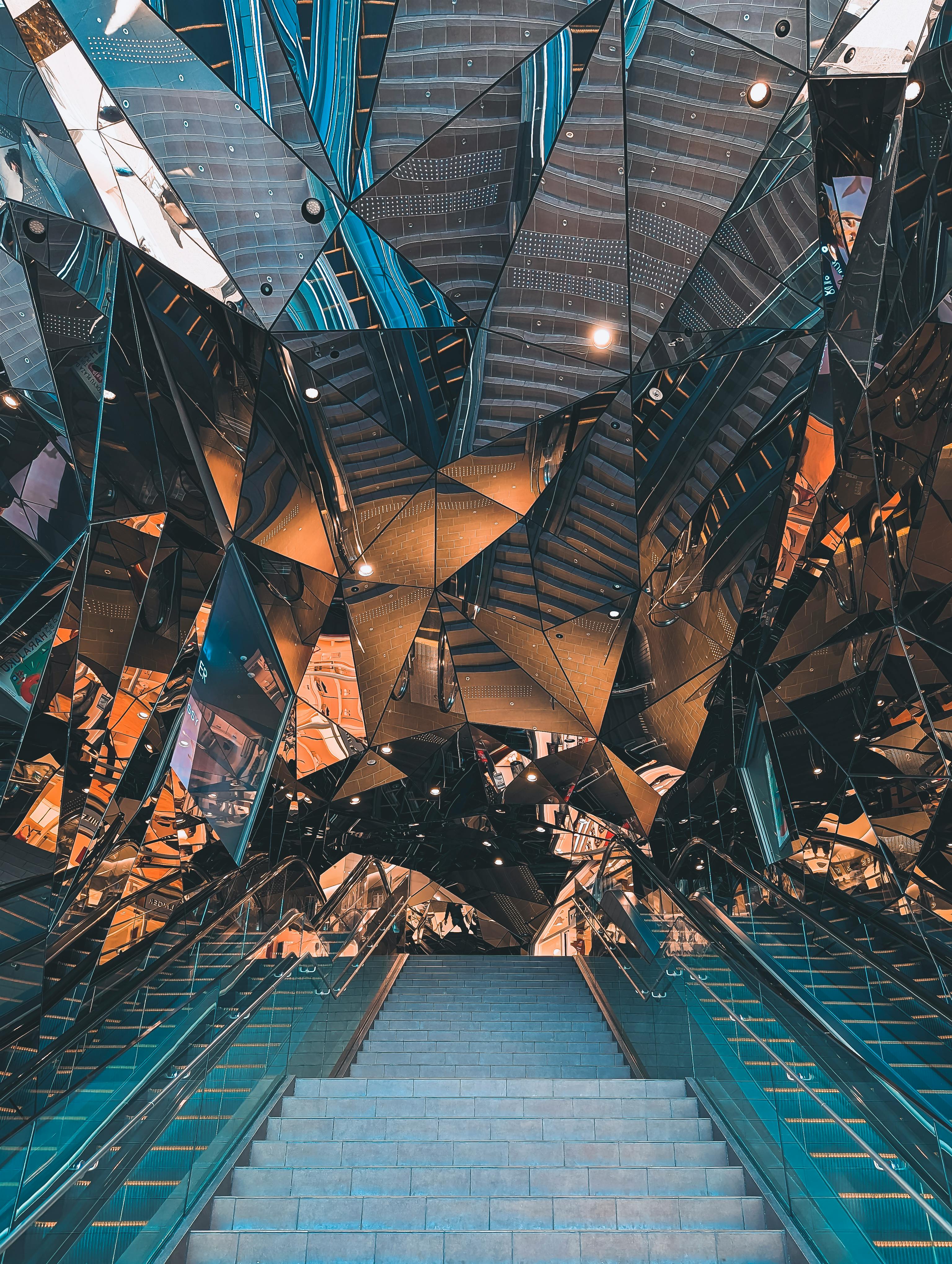 Buildings Reflection in Glass Ceiling · Free Stock Photo