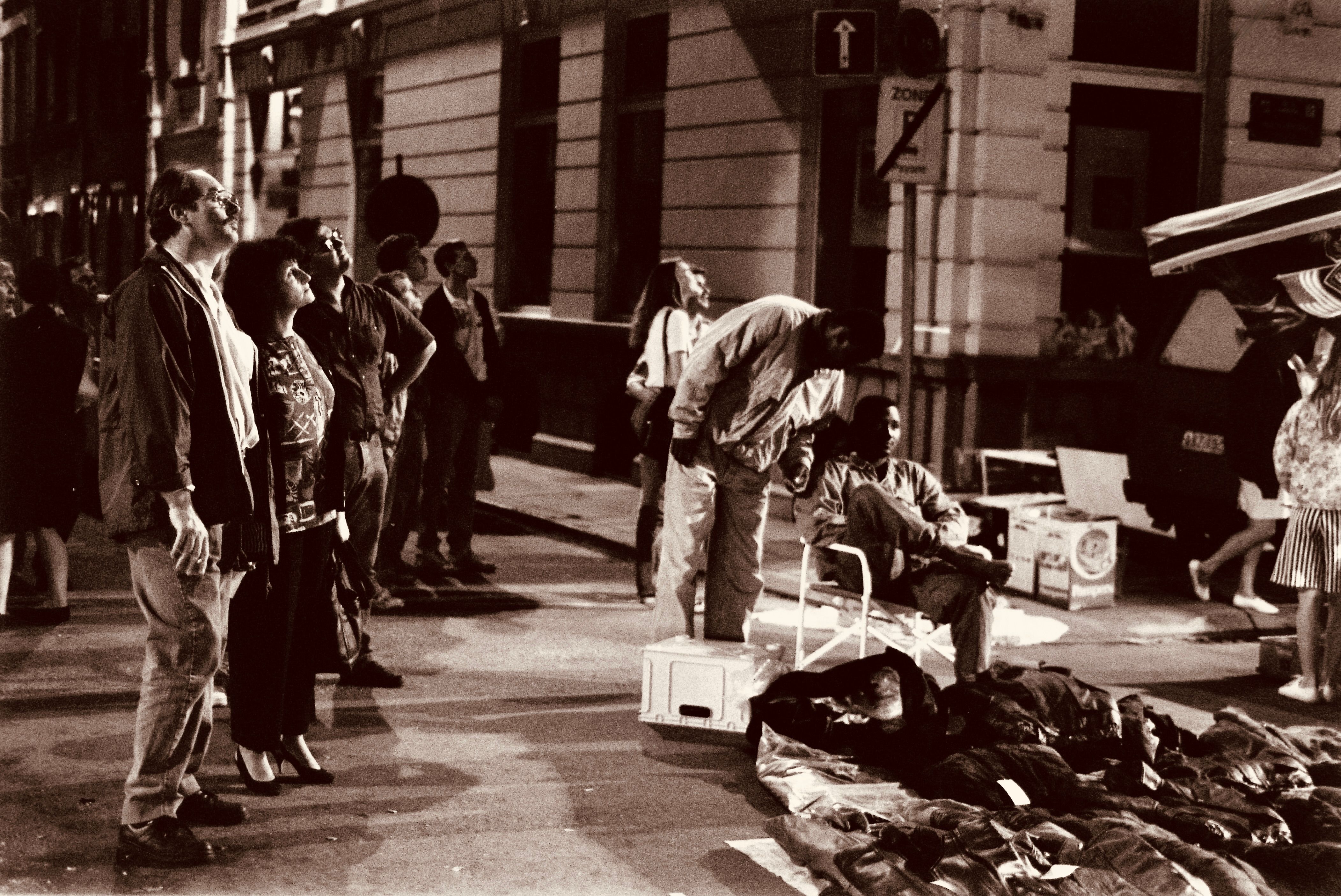 Sepia Picture of People on the City Street in the Evening · Free Stock ...