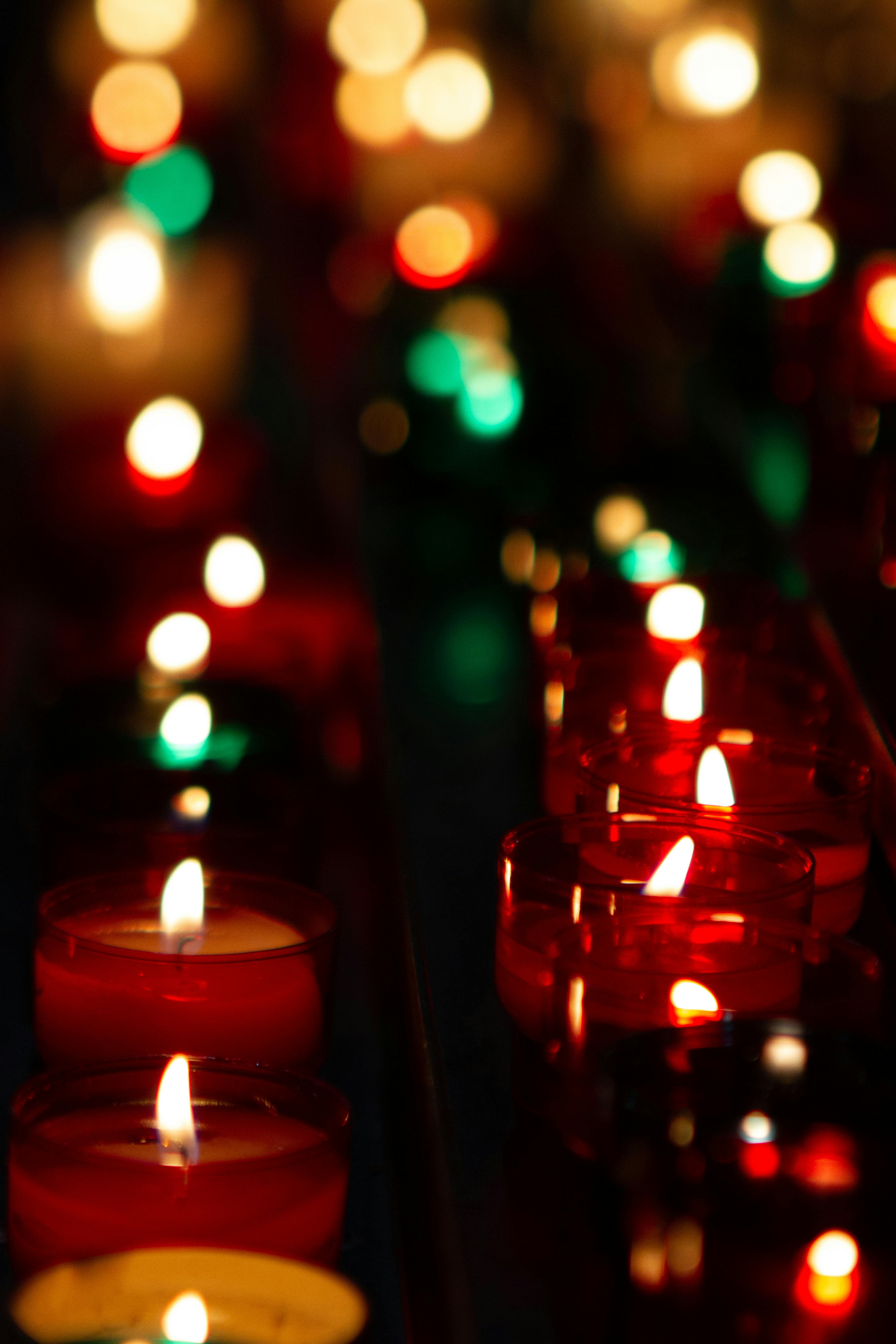 Lighted Pillar Candle · Free Stock Photo