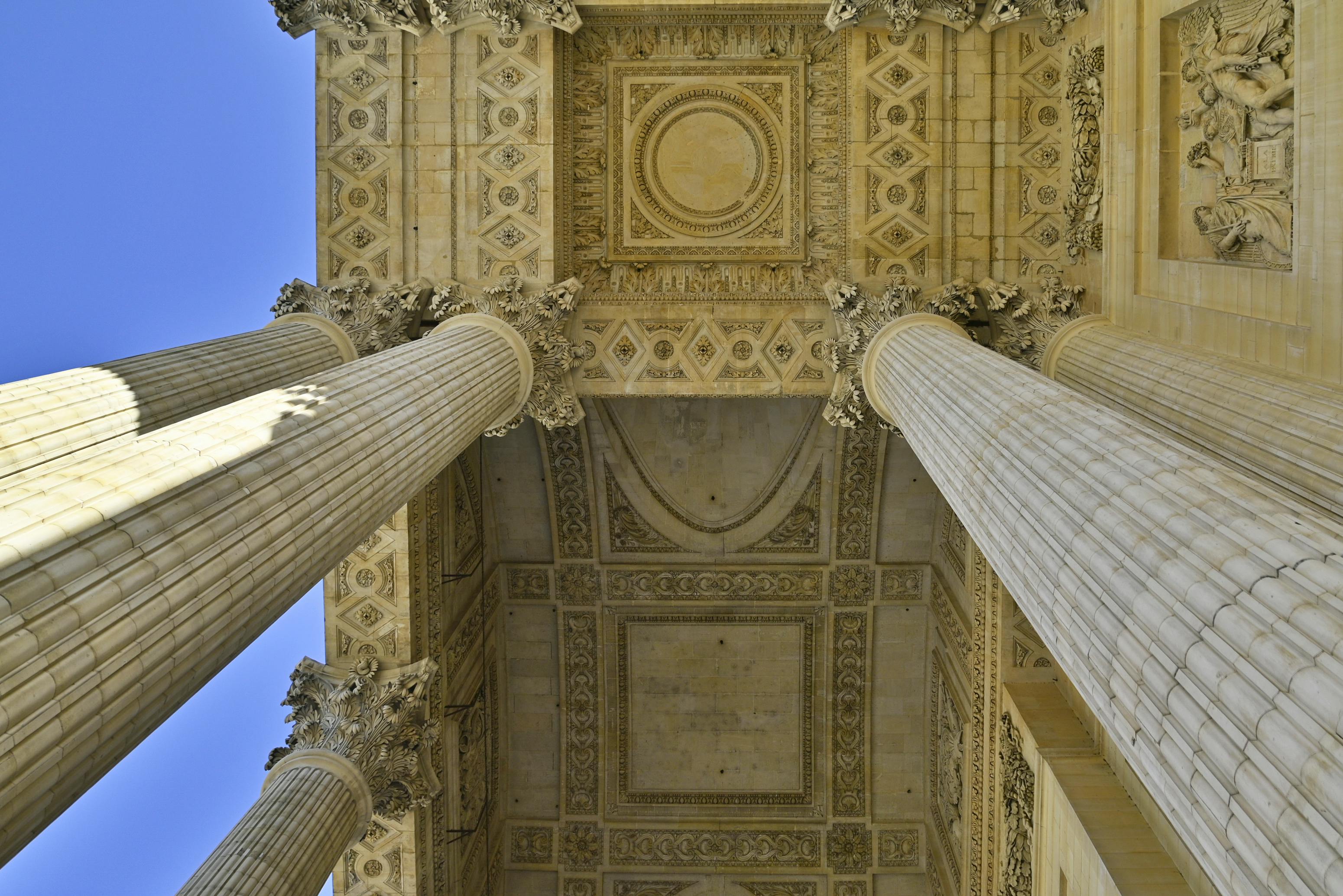 Paris France Pantheon Neoclassical entrance temple ceiling detail ...