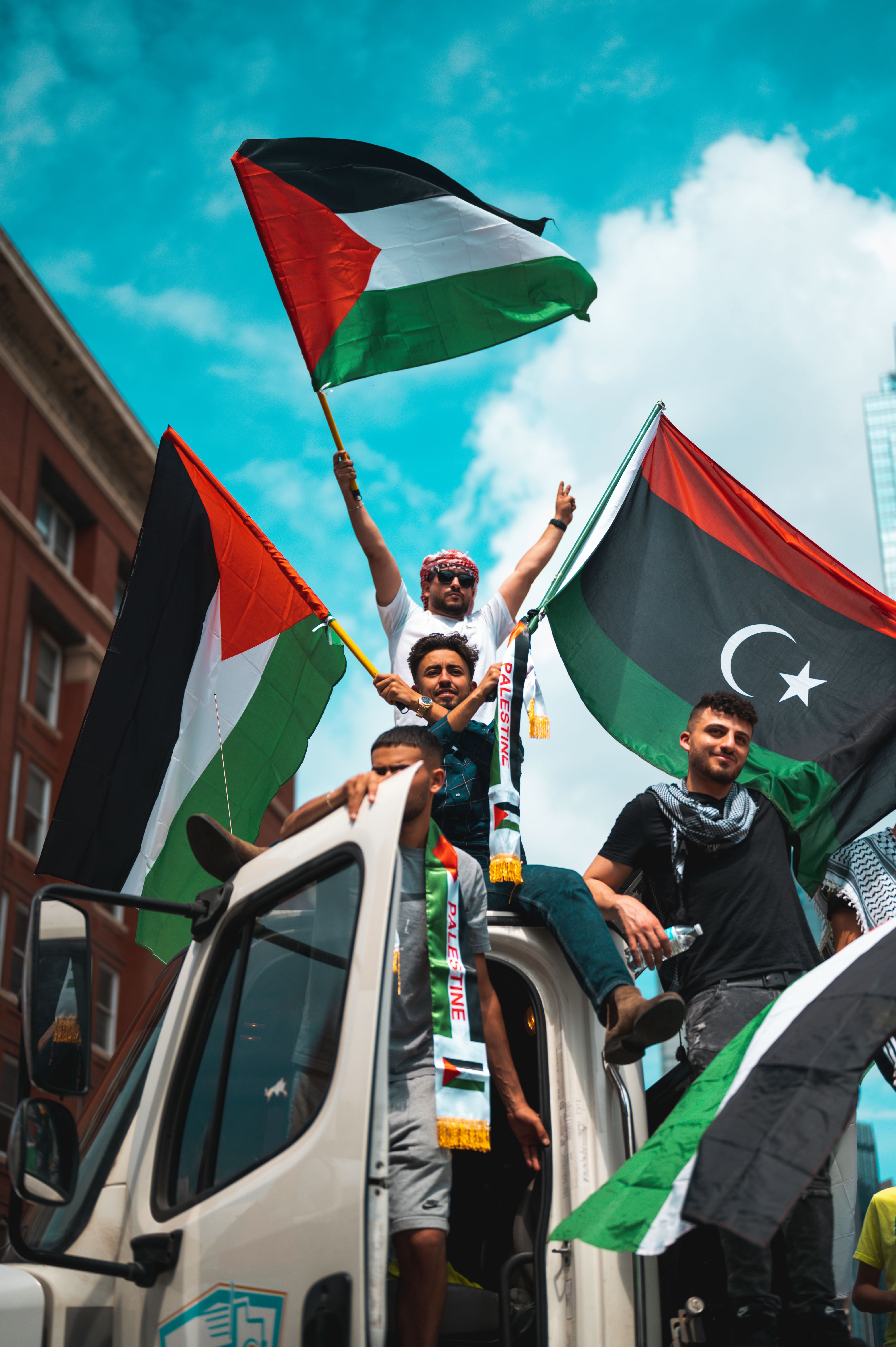 Group with Flags of Palestine · Free Stock Photo