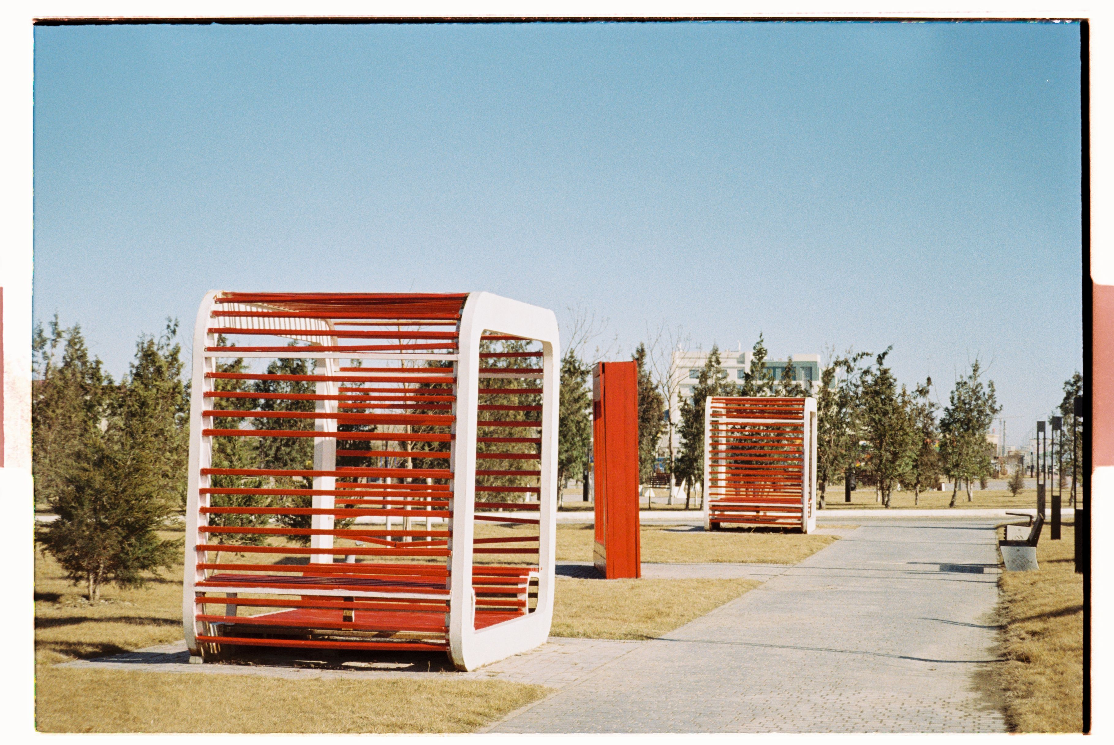 Pods with Benches in a Park in City · Free Stock Photo