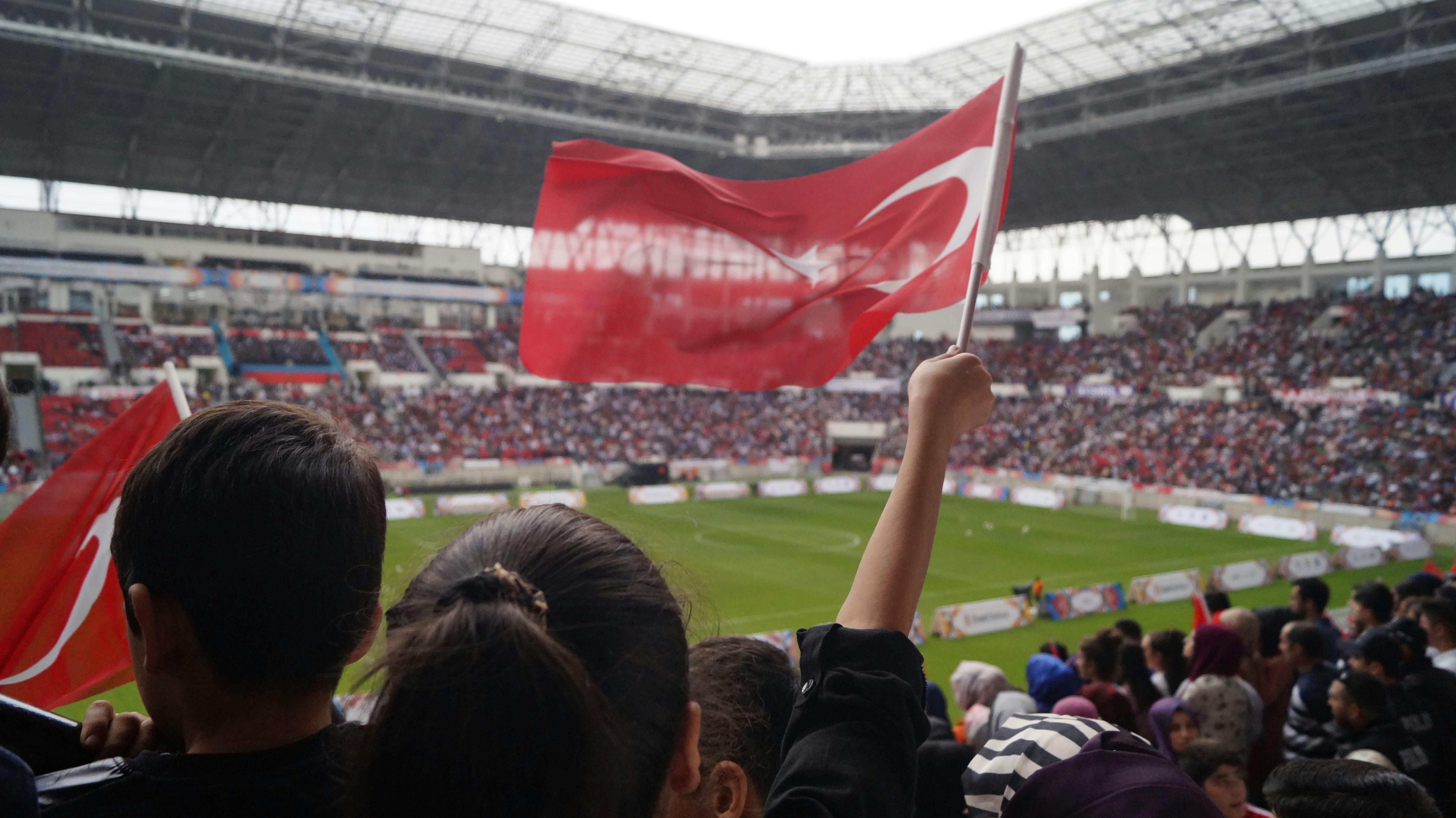 Supporters with Turkish Flag on Stadium · Free Stock Photo
