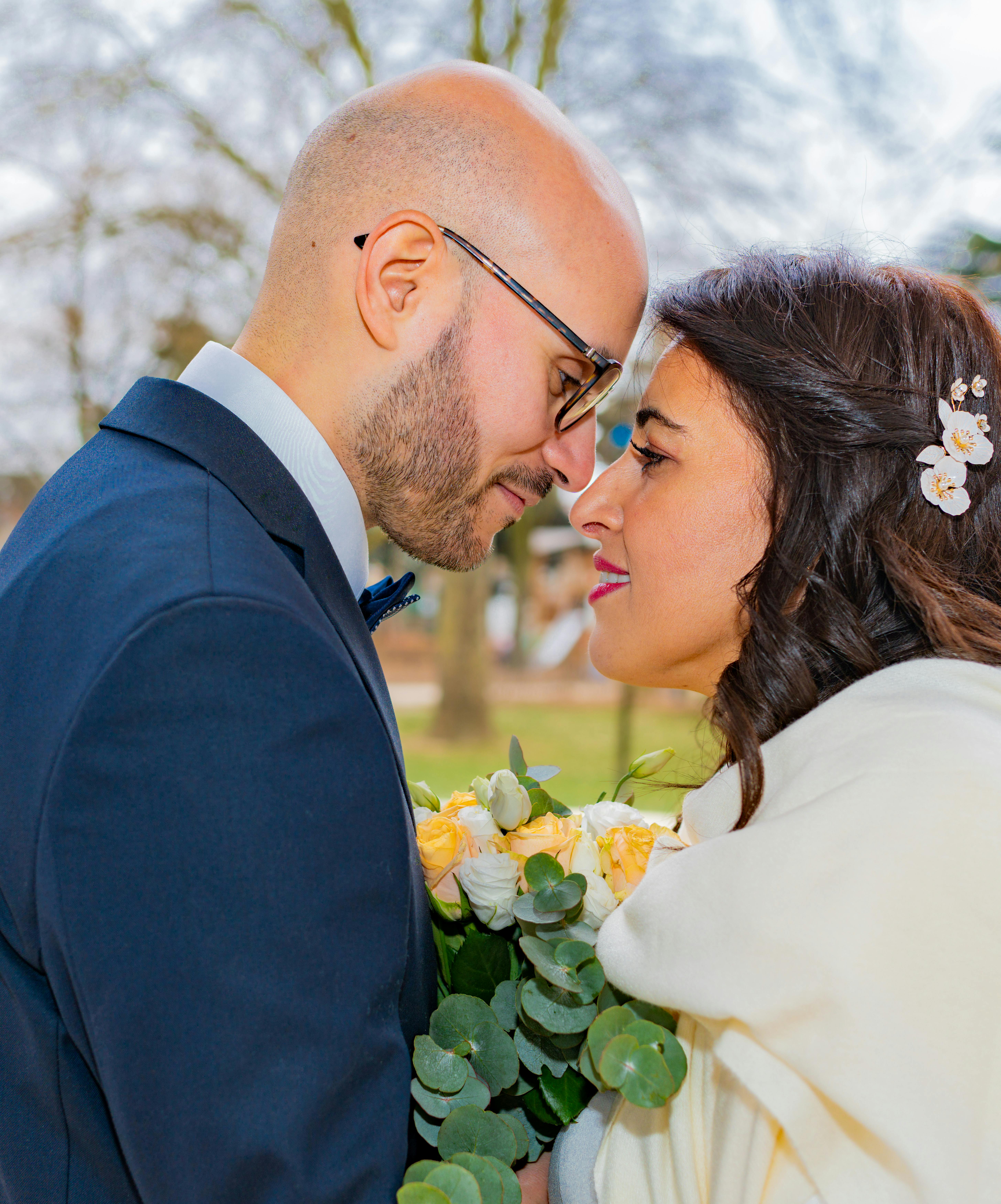 Groom Kissing Bride Neck · Free Stock Photo