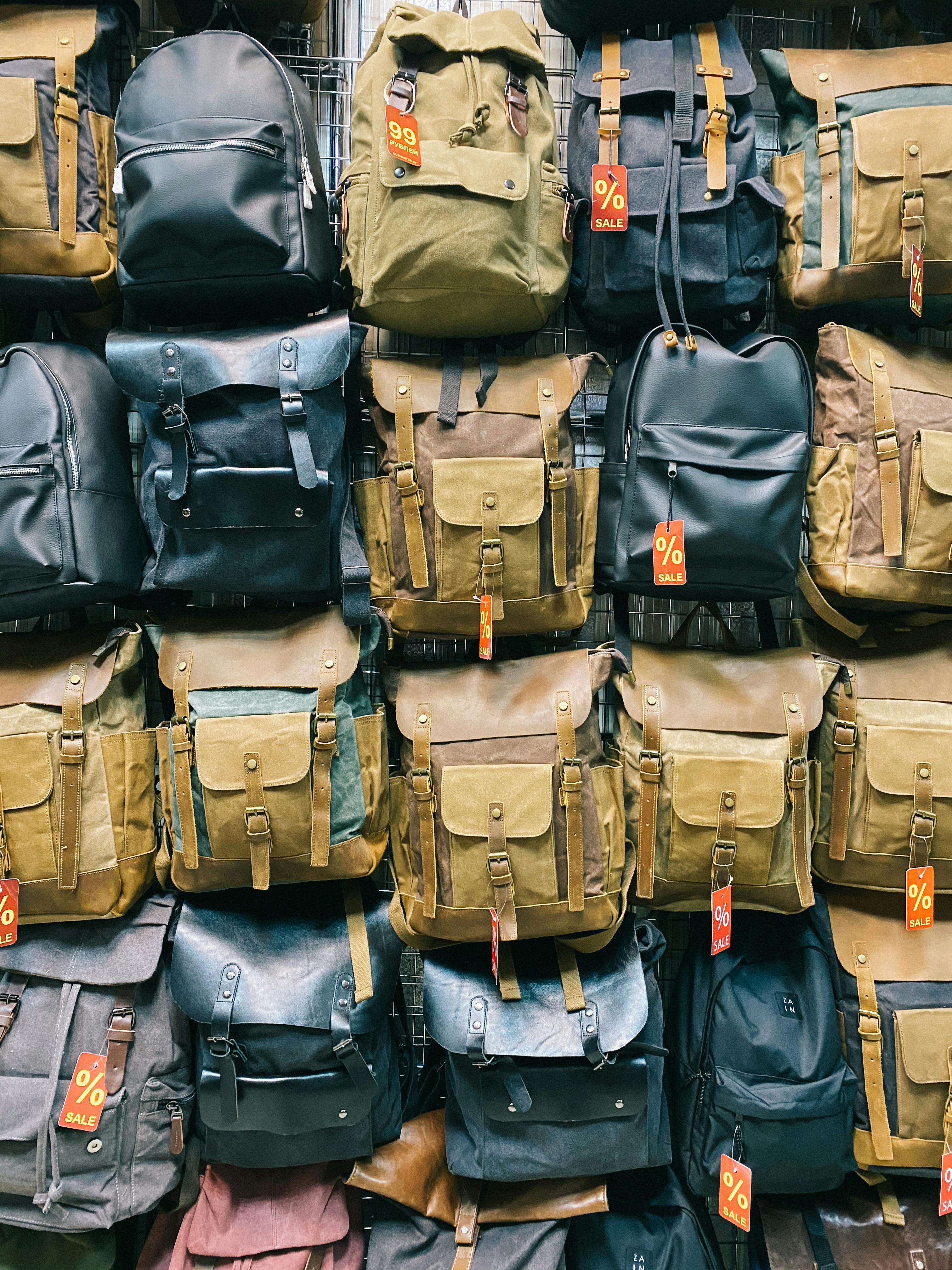Backpacks on Display · Free Stock Photo