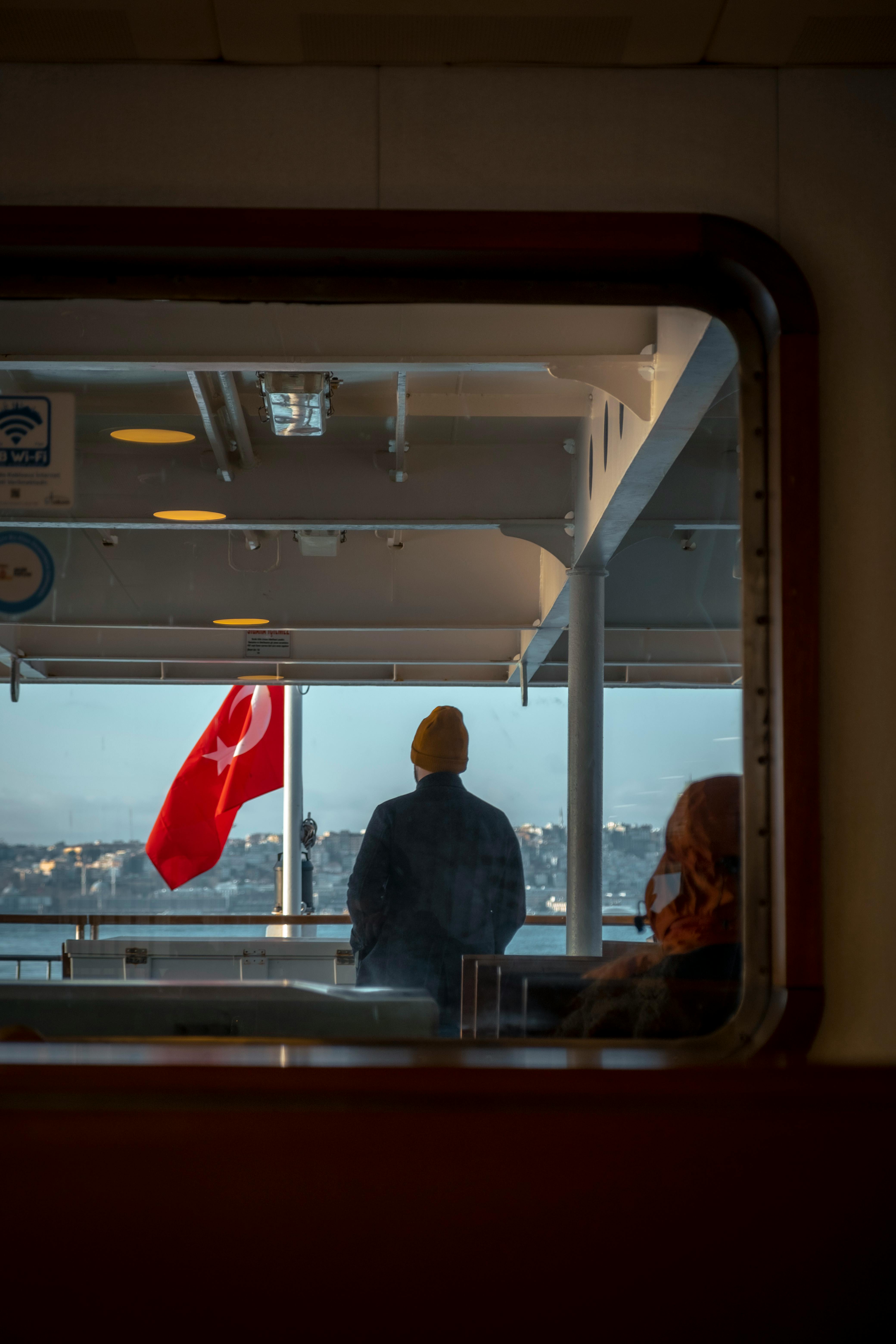 Ferry with Flag of Turkiye · Free Stock Photo