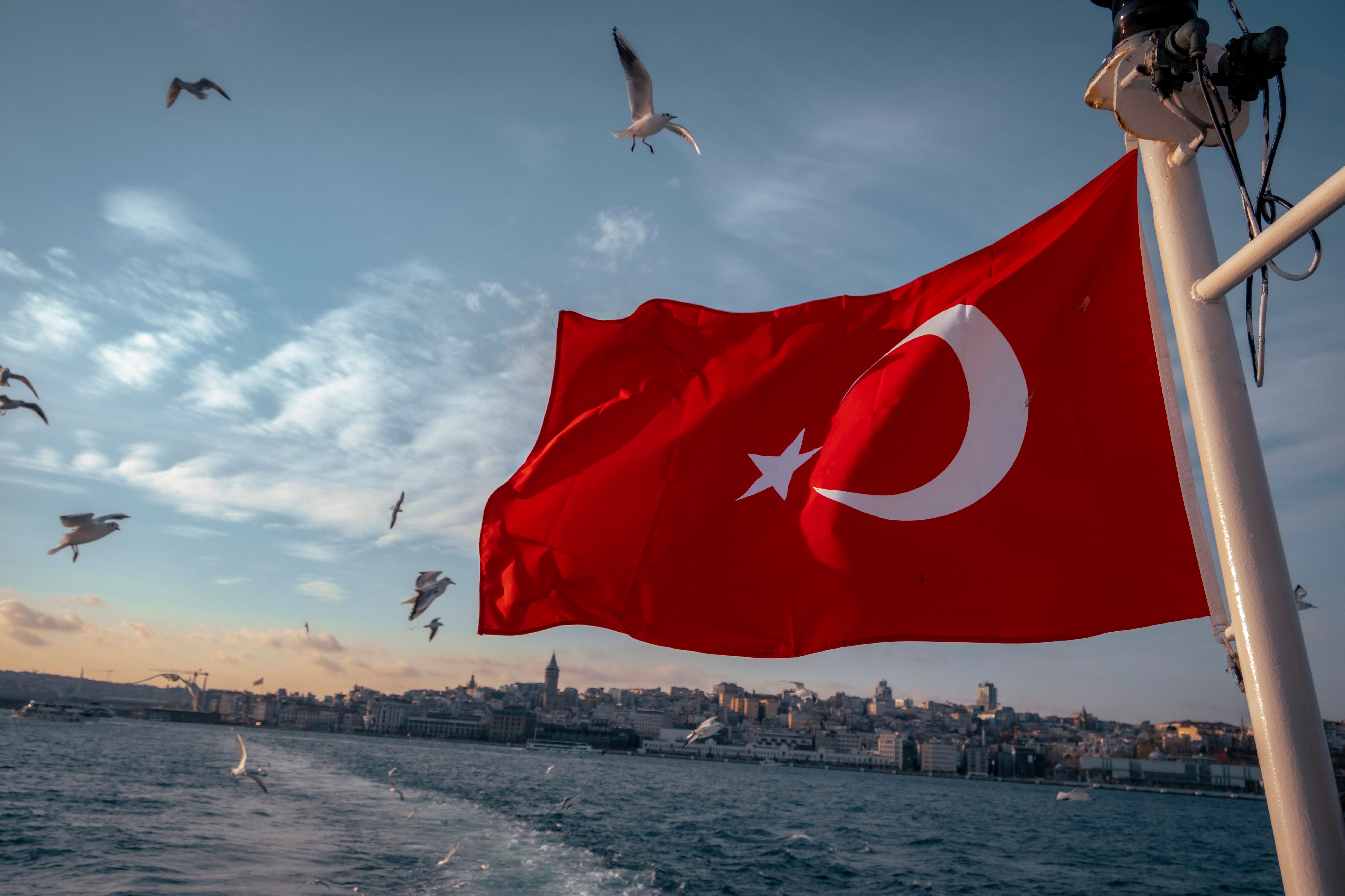 Flag of Turkiye on Wind · Free Stock Photo