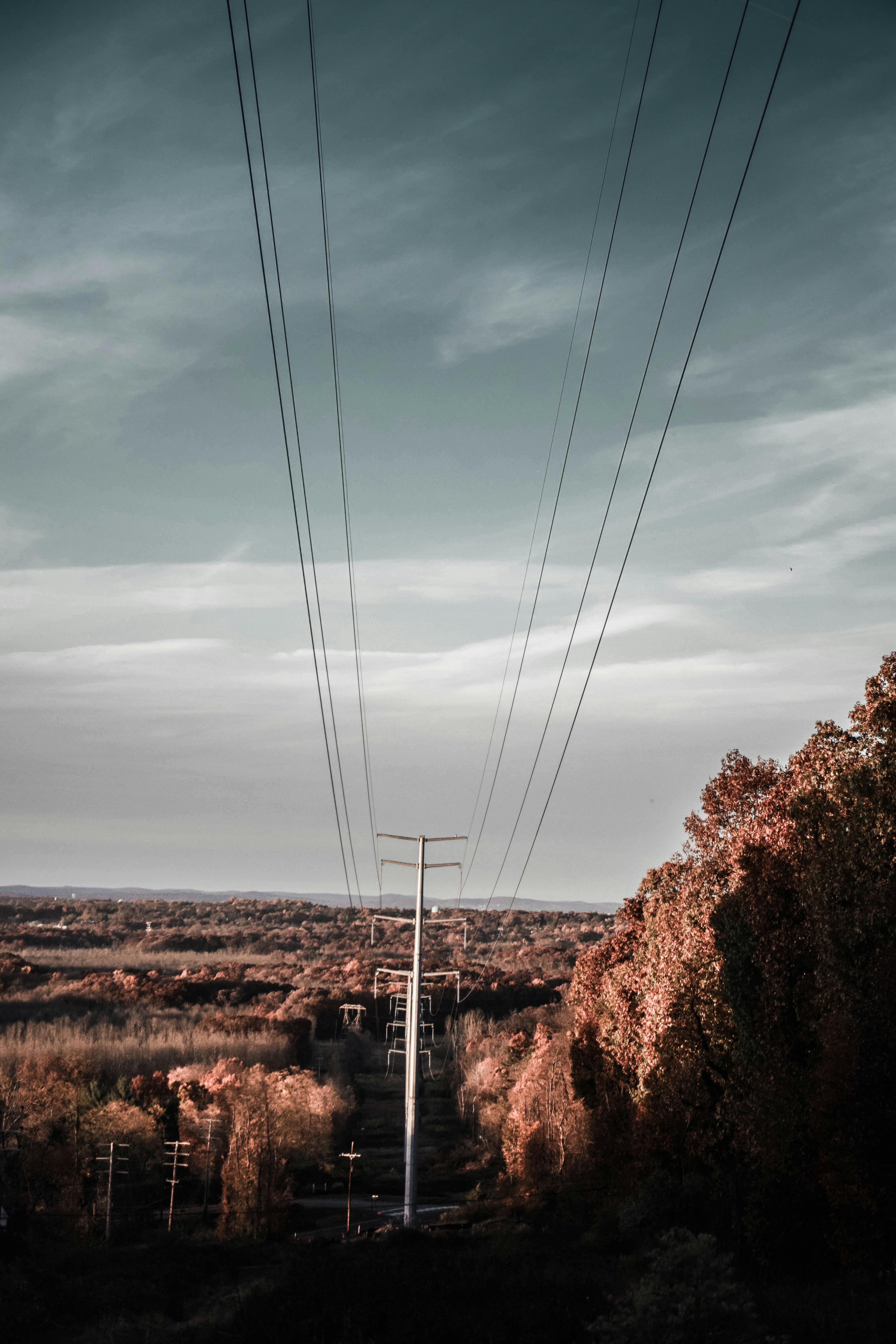 Wooden Electric Post and Power Line · Free Stock Photo