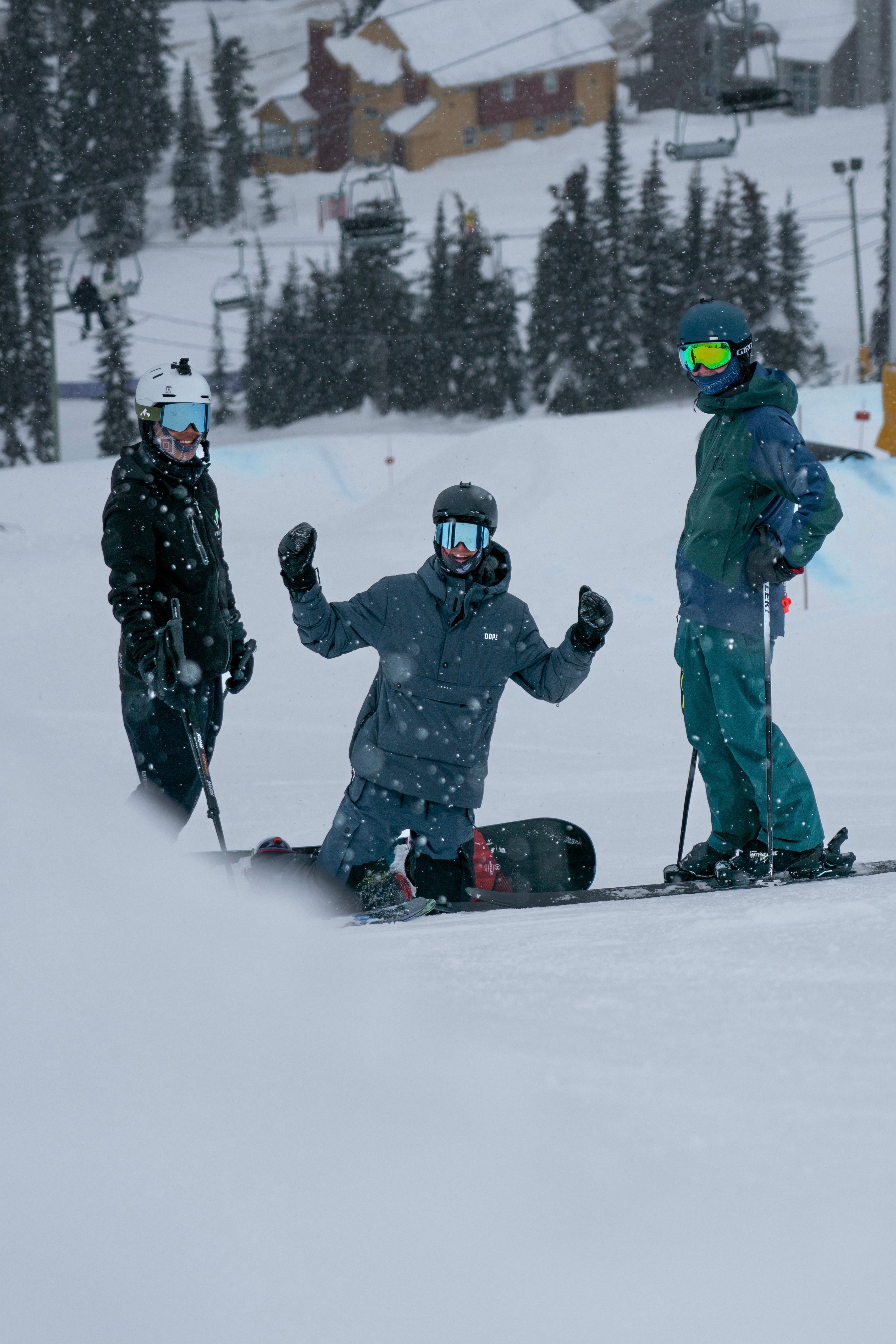 People Posing on Skis and Snowboard · Free Stock Photo