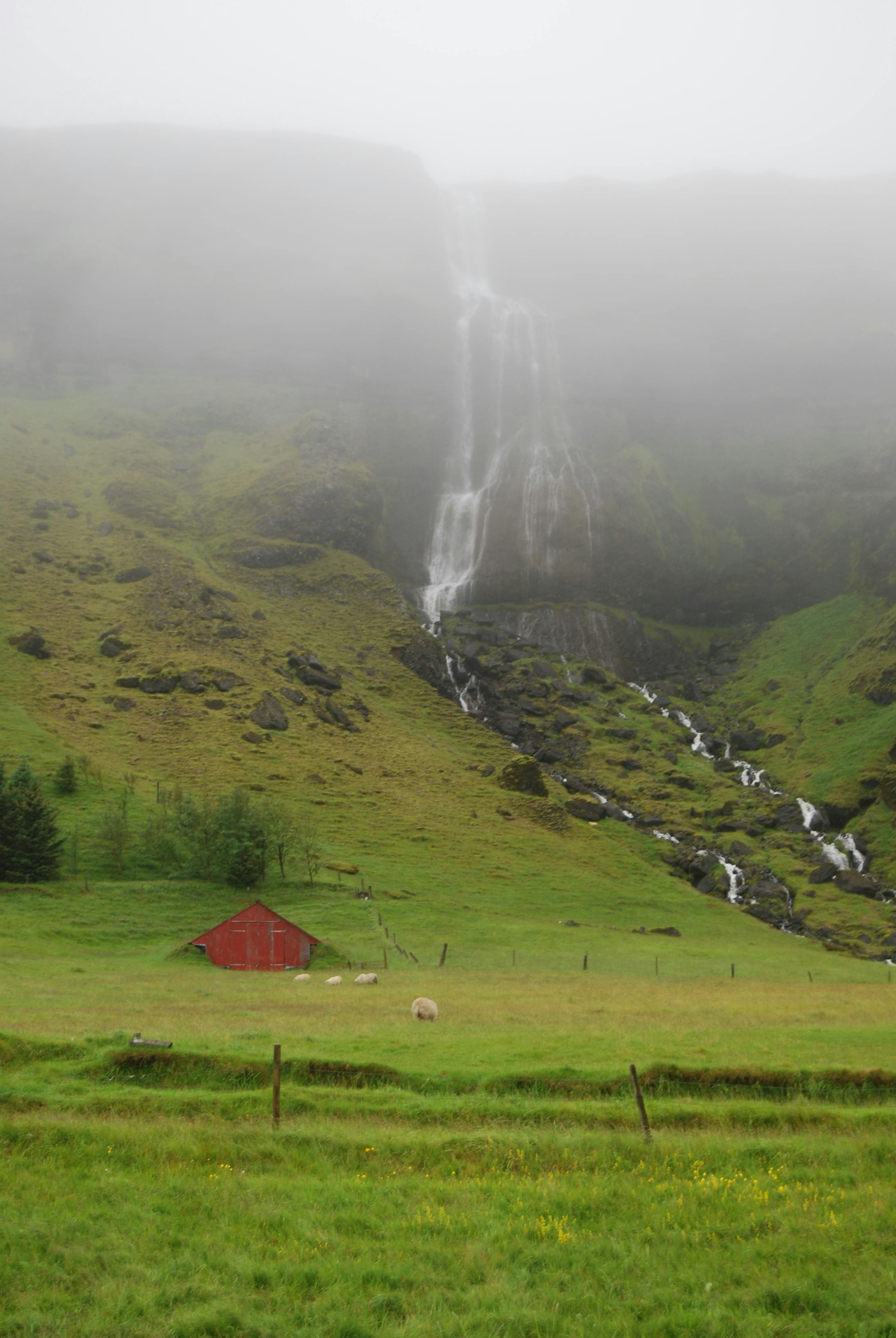 Photo of Waterfall Between Mountain · Free Stock Photo