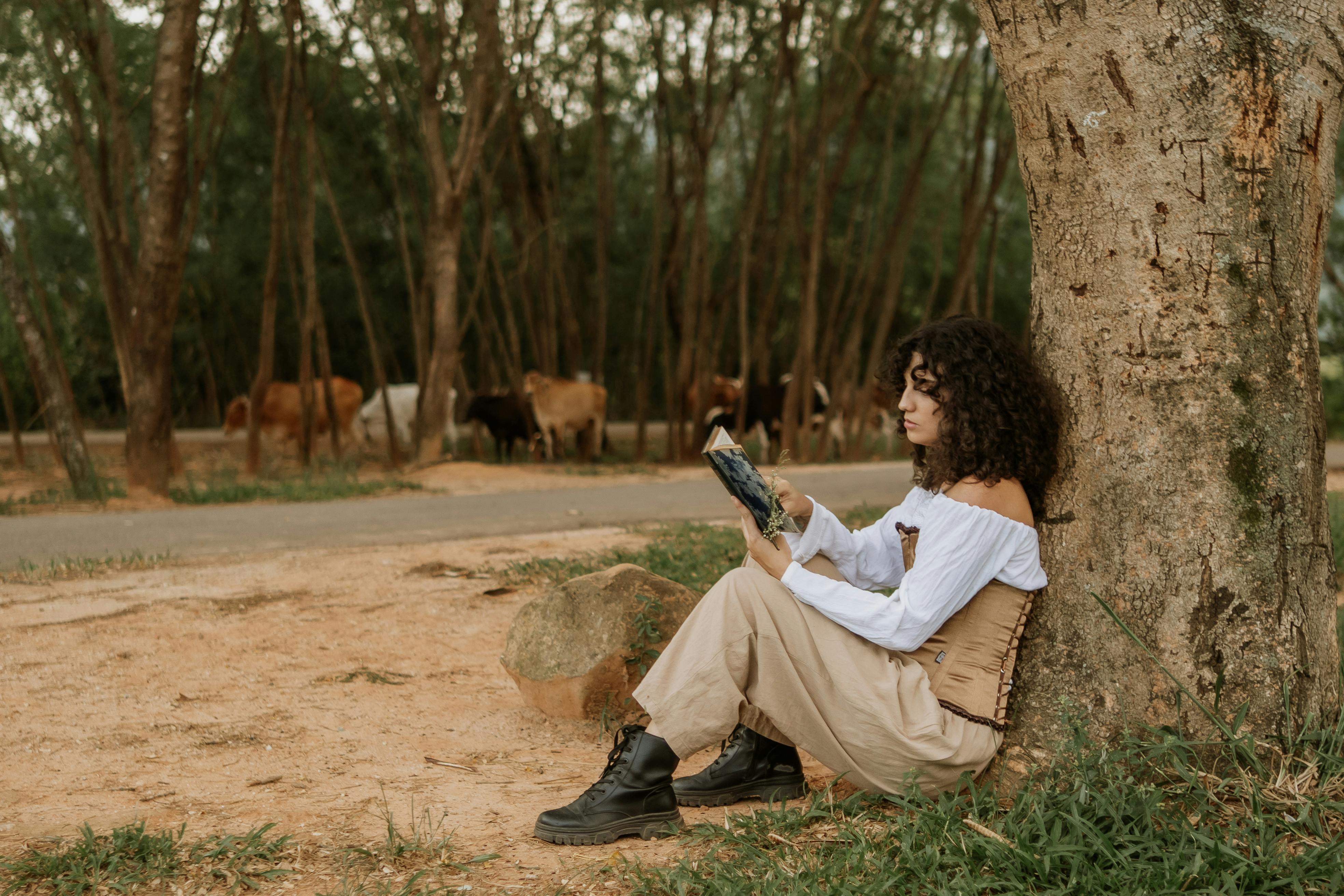 Woman with Book in Forest · Free Stock Photo