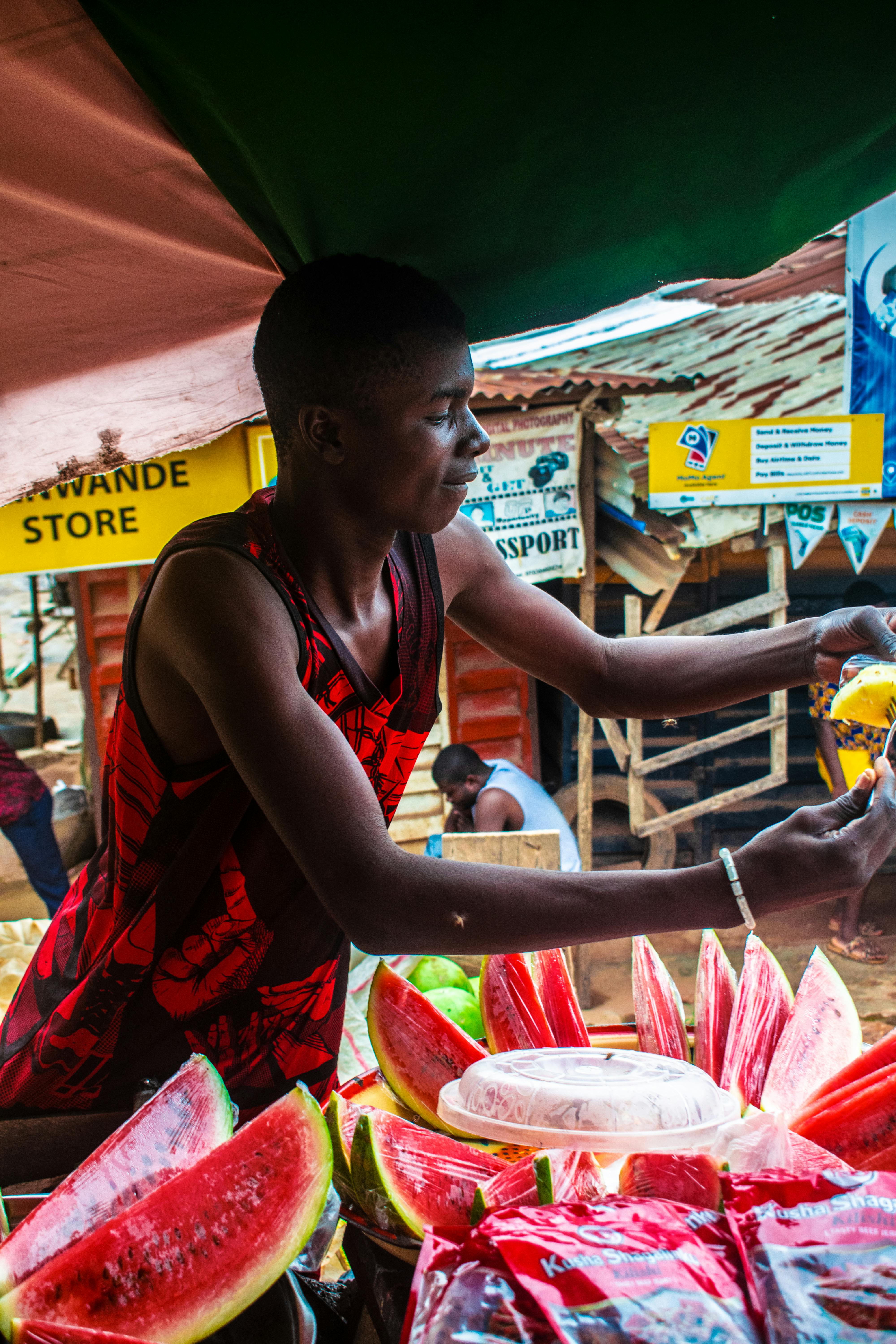 Man Selling Watermelon on Market · Free Stock Photo