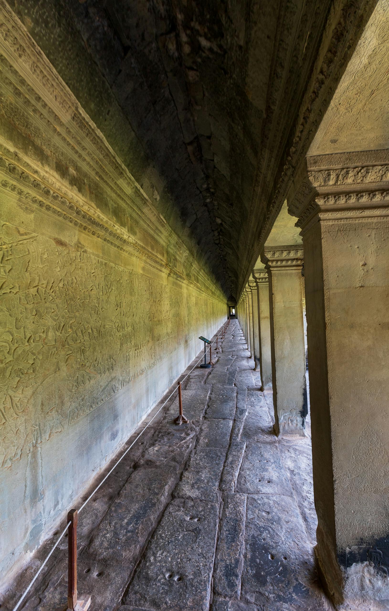 Historic Passage with a Wall Covered with Carvings in Angkor Wat · Free ...