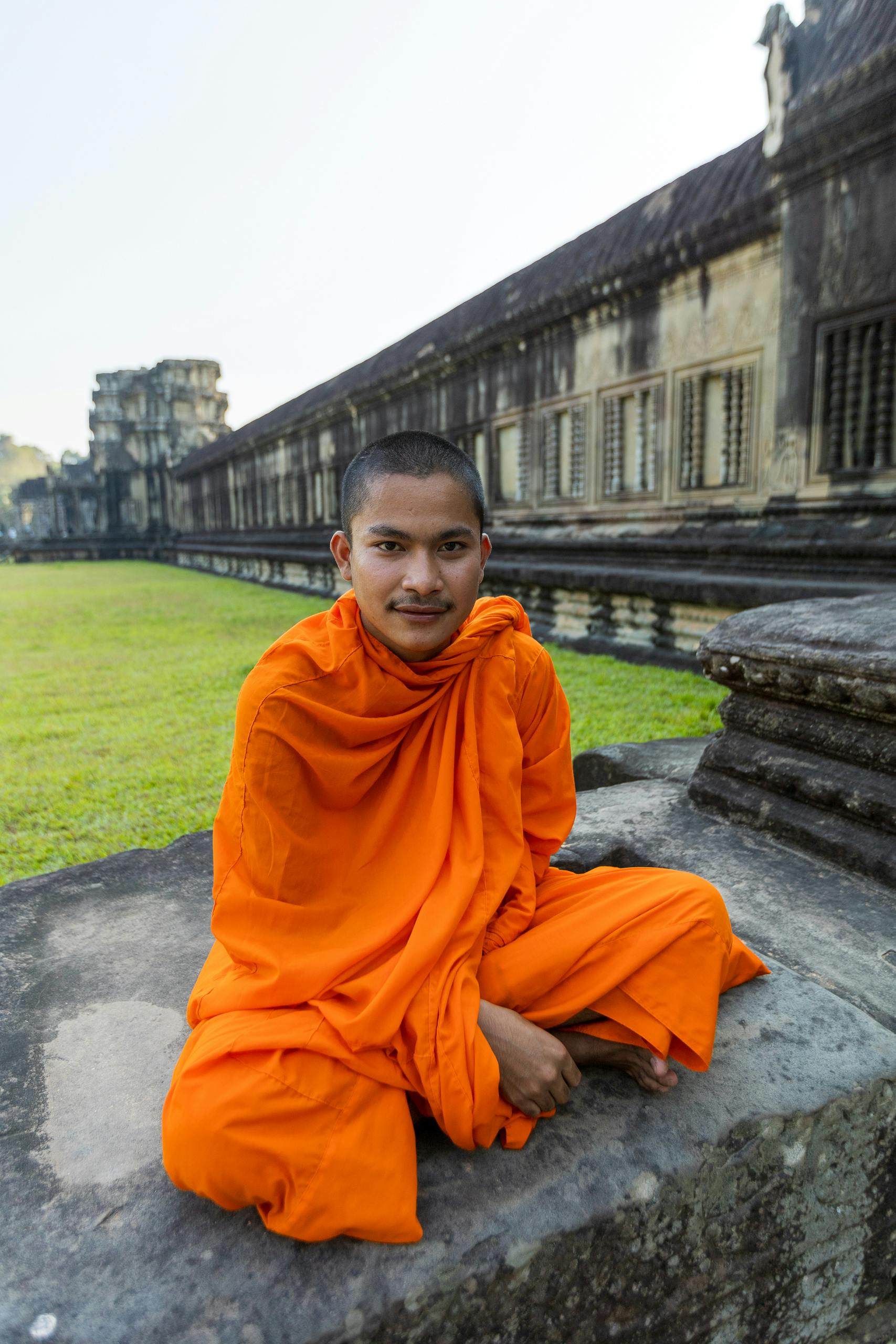 Buddhist Monk Praying in Temple · Free Stock Photo