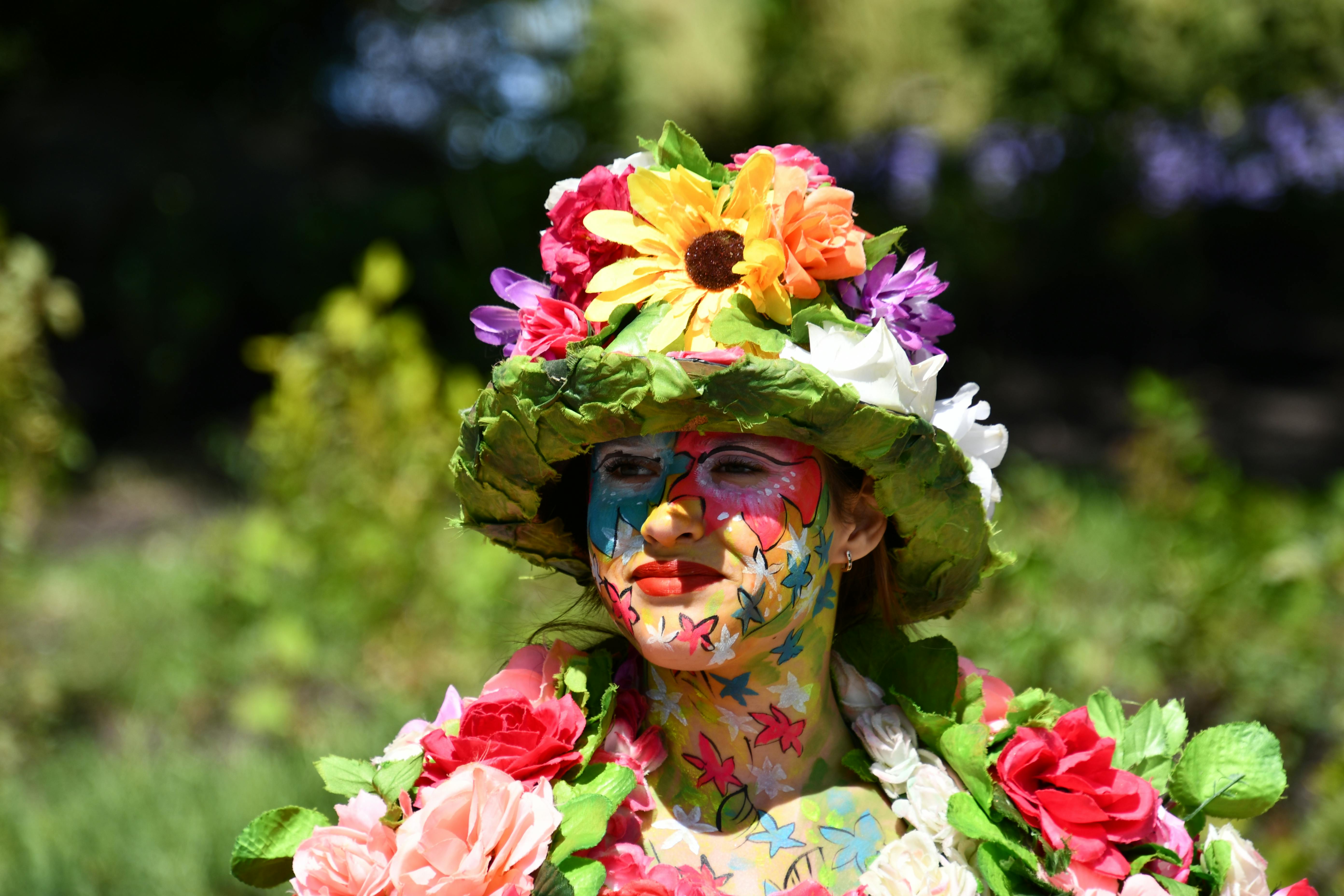 Woman in Flower Hat · Free Stock Photo