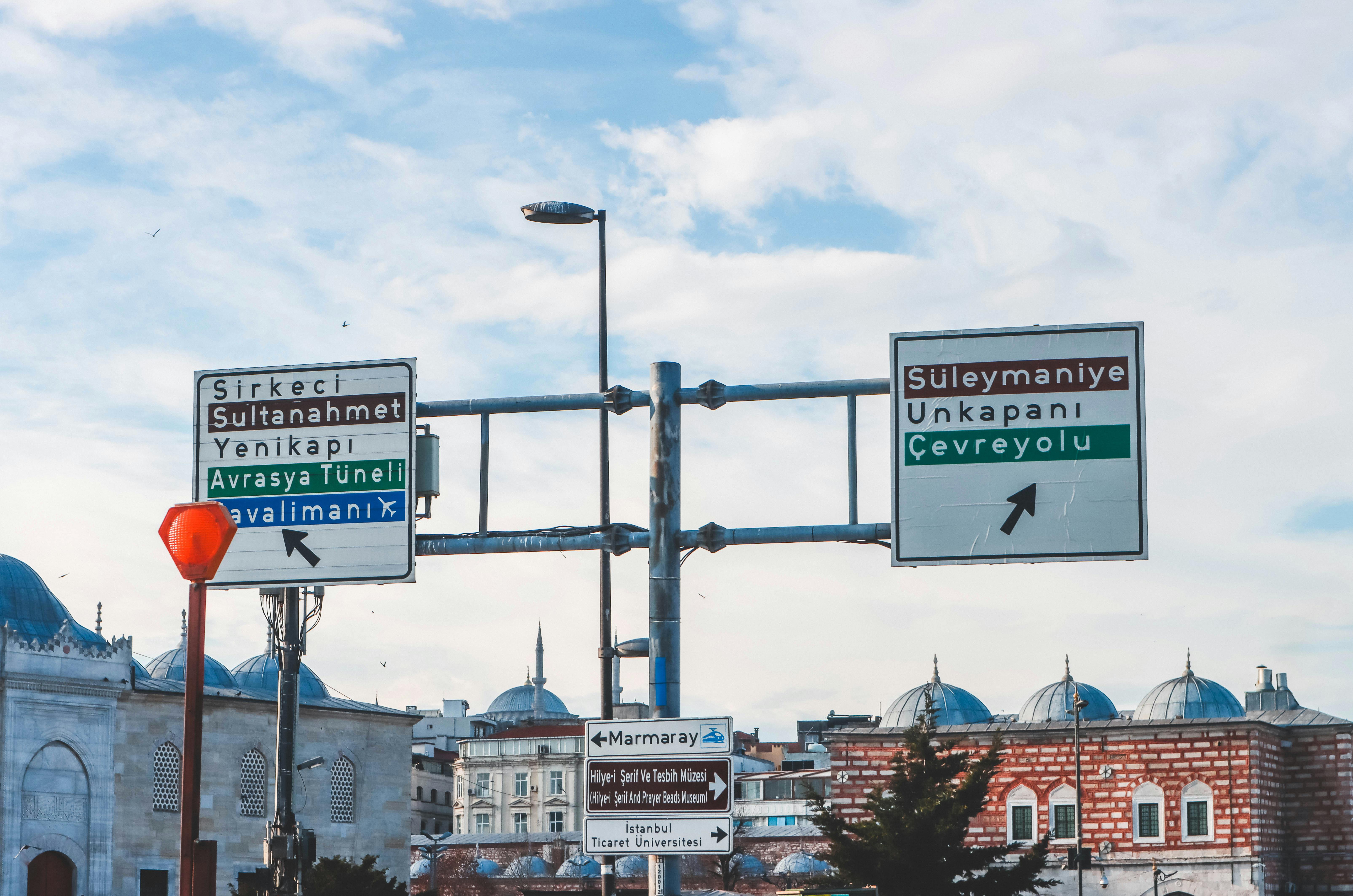 Road Signs with Directions above the Street in Istanbul, Turkey · Free ...