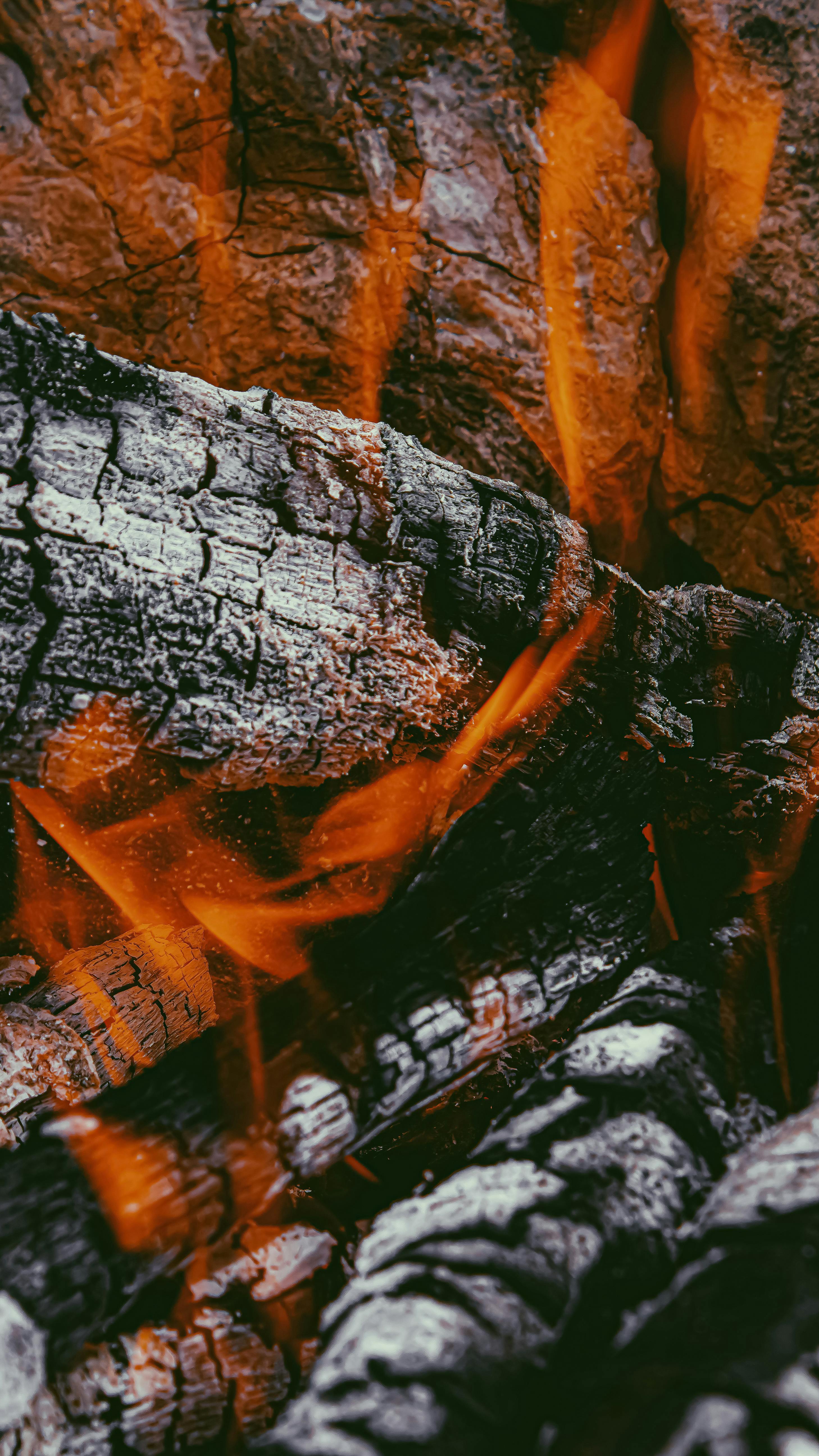 Burning Wood Above Rocks · Free Stock Photo