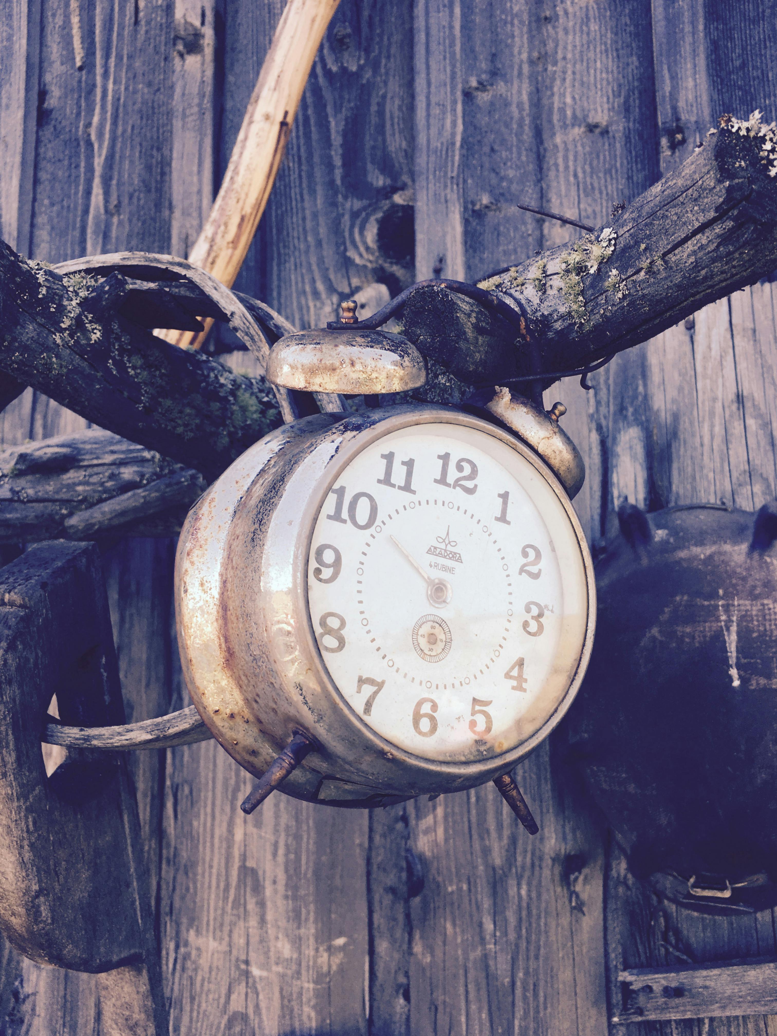 Vintage Clock Photography Royalty Free Photo: Close Up Photography Of