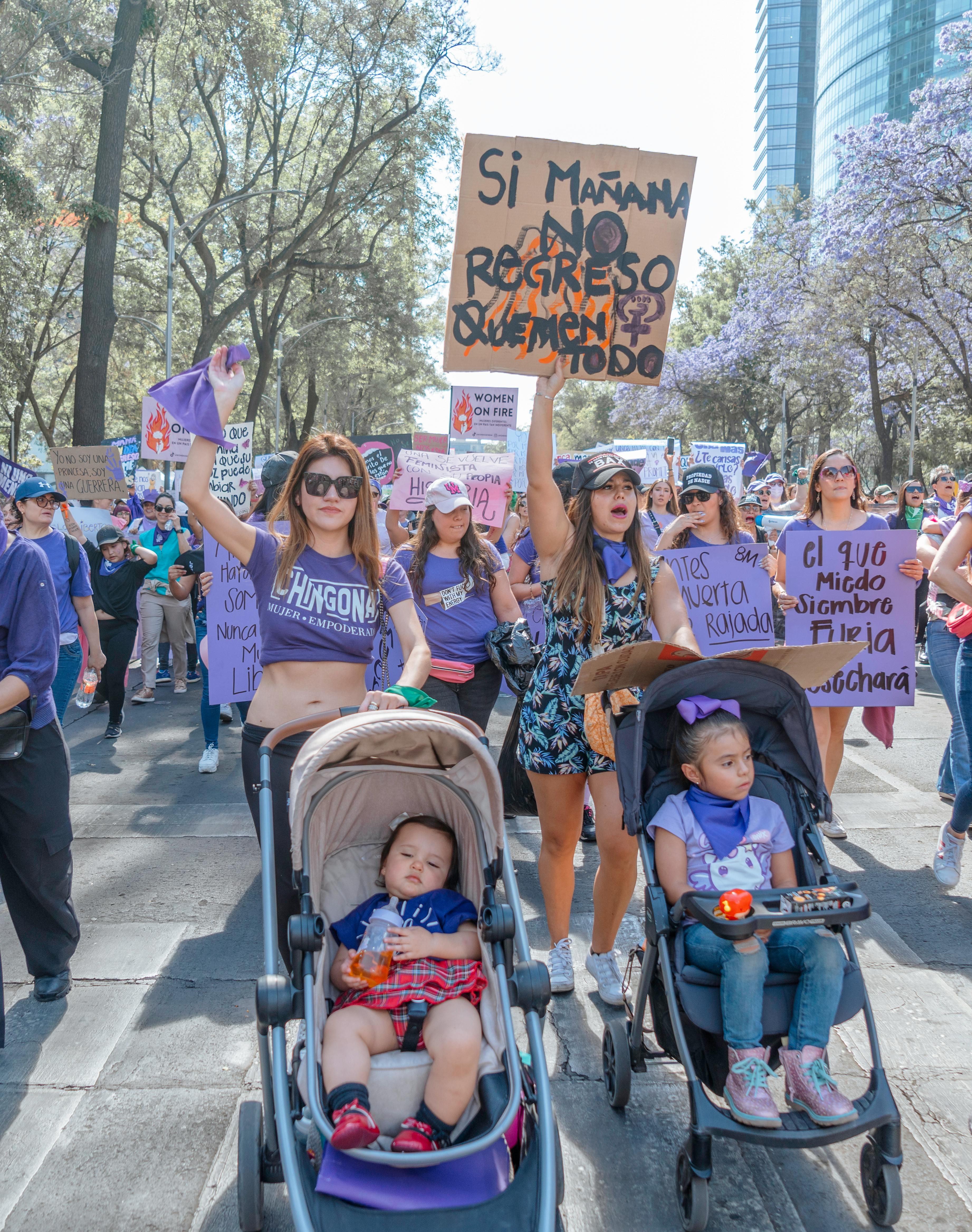 Children in Strollers at the Womens Rally in Mexico City · Free Stock Photo