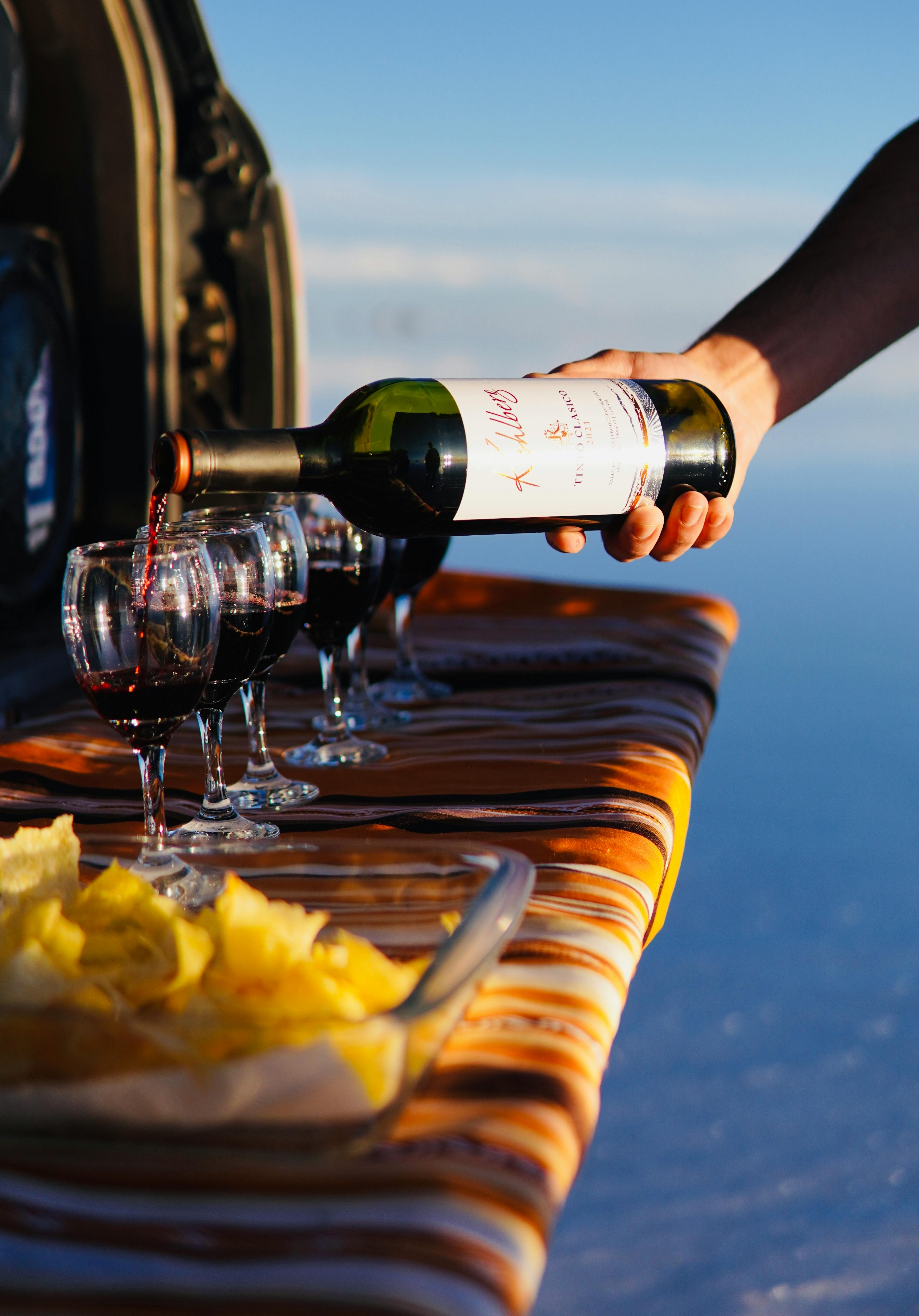 Close-up of a Man Pouring Red Wine into Wineglasses · Free Stock Photo