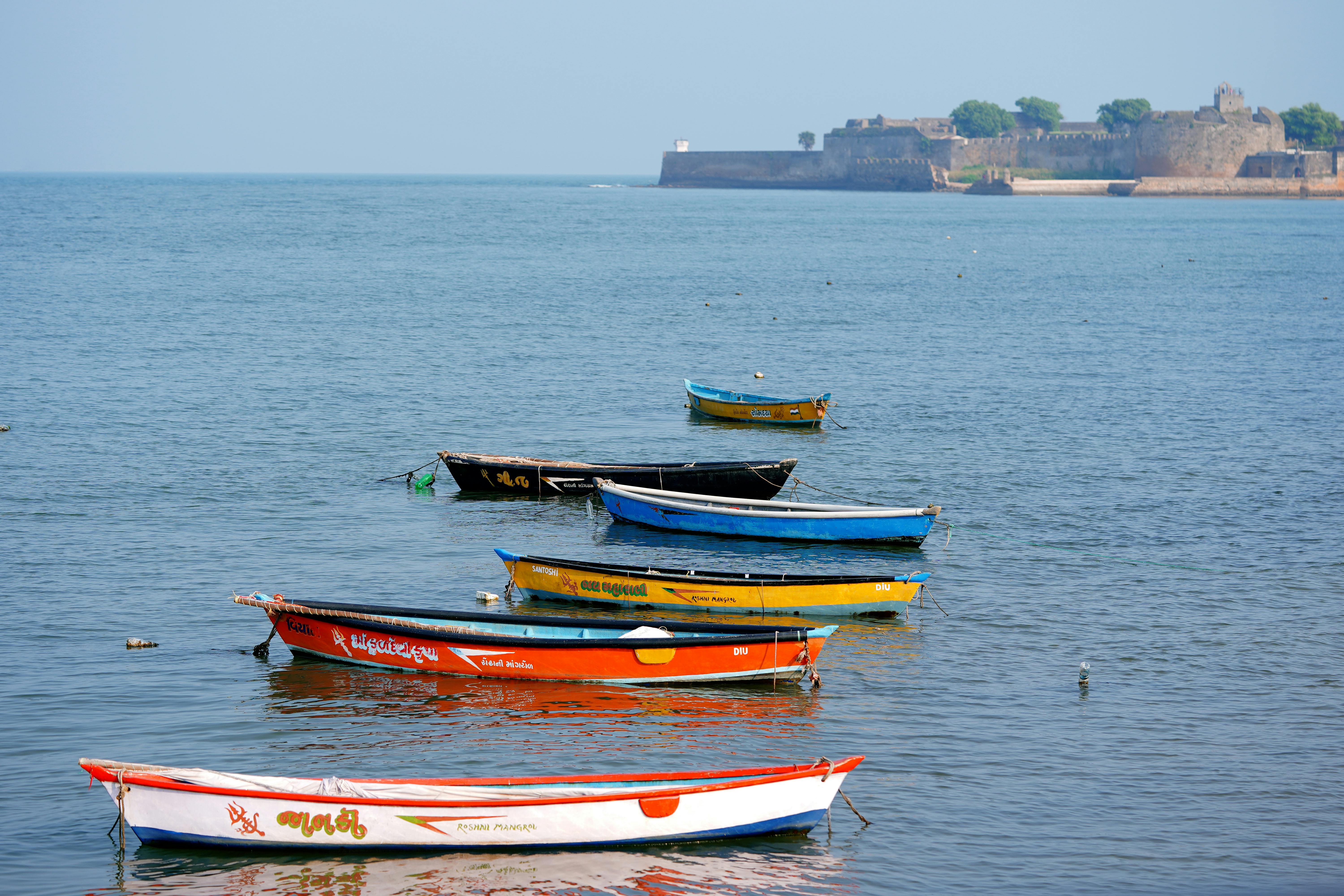 Colorful Boats in a Sea · Free Stock Photo