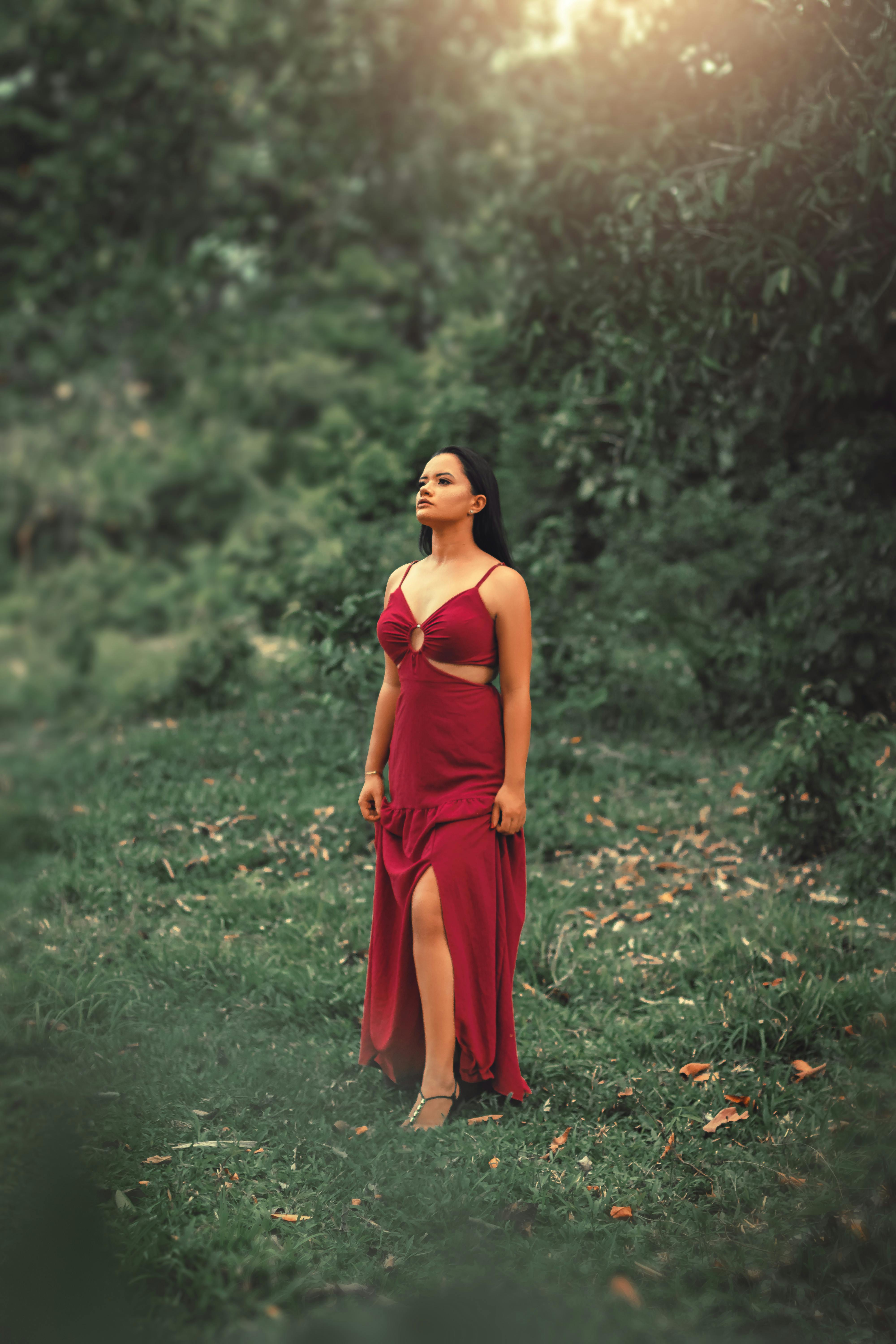 Woman in Red Dress in the Forest · Free Stock Photo