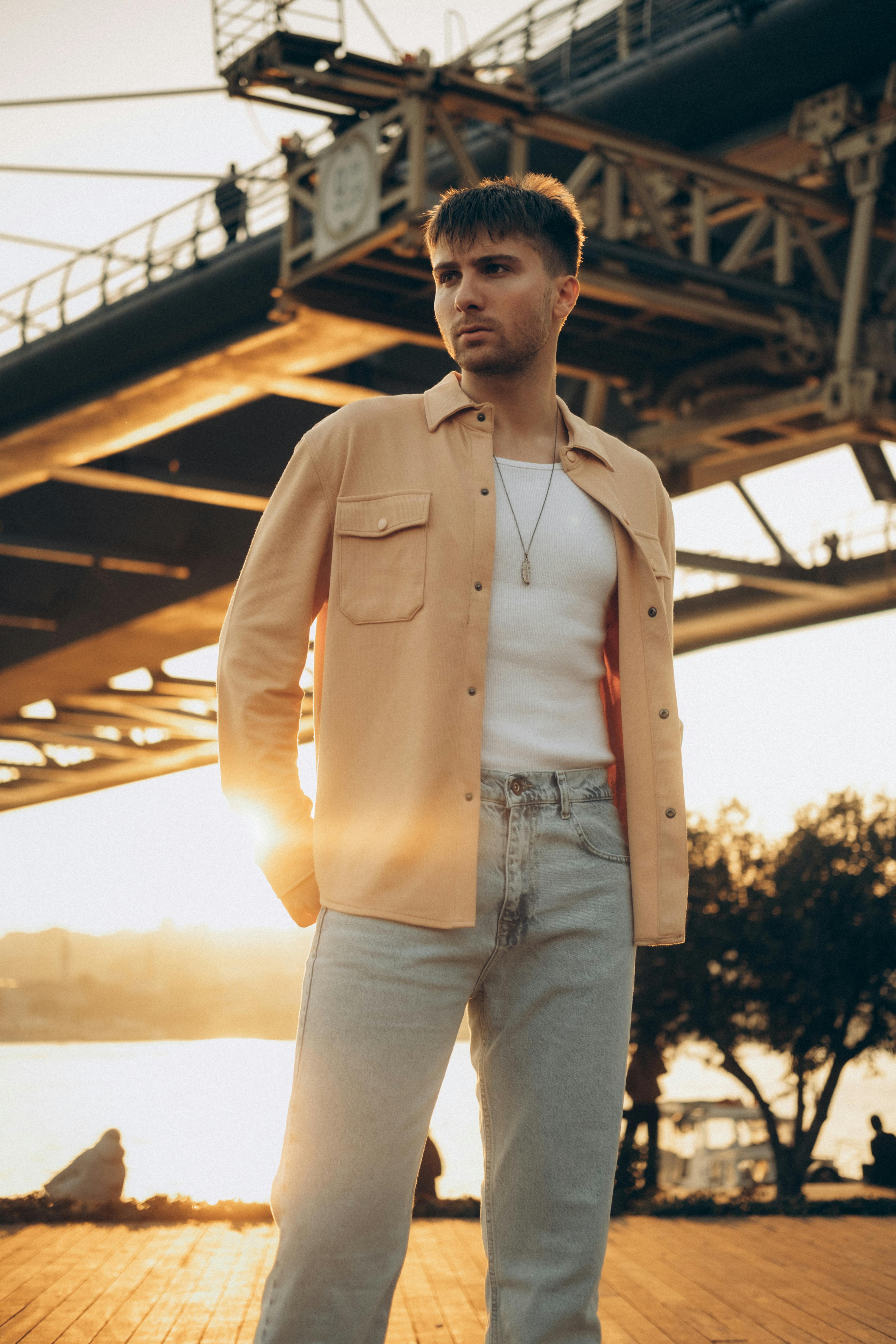 Man in Jacket in Blue Light · Free Stock Photo