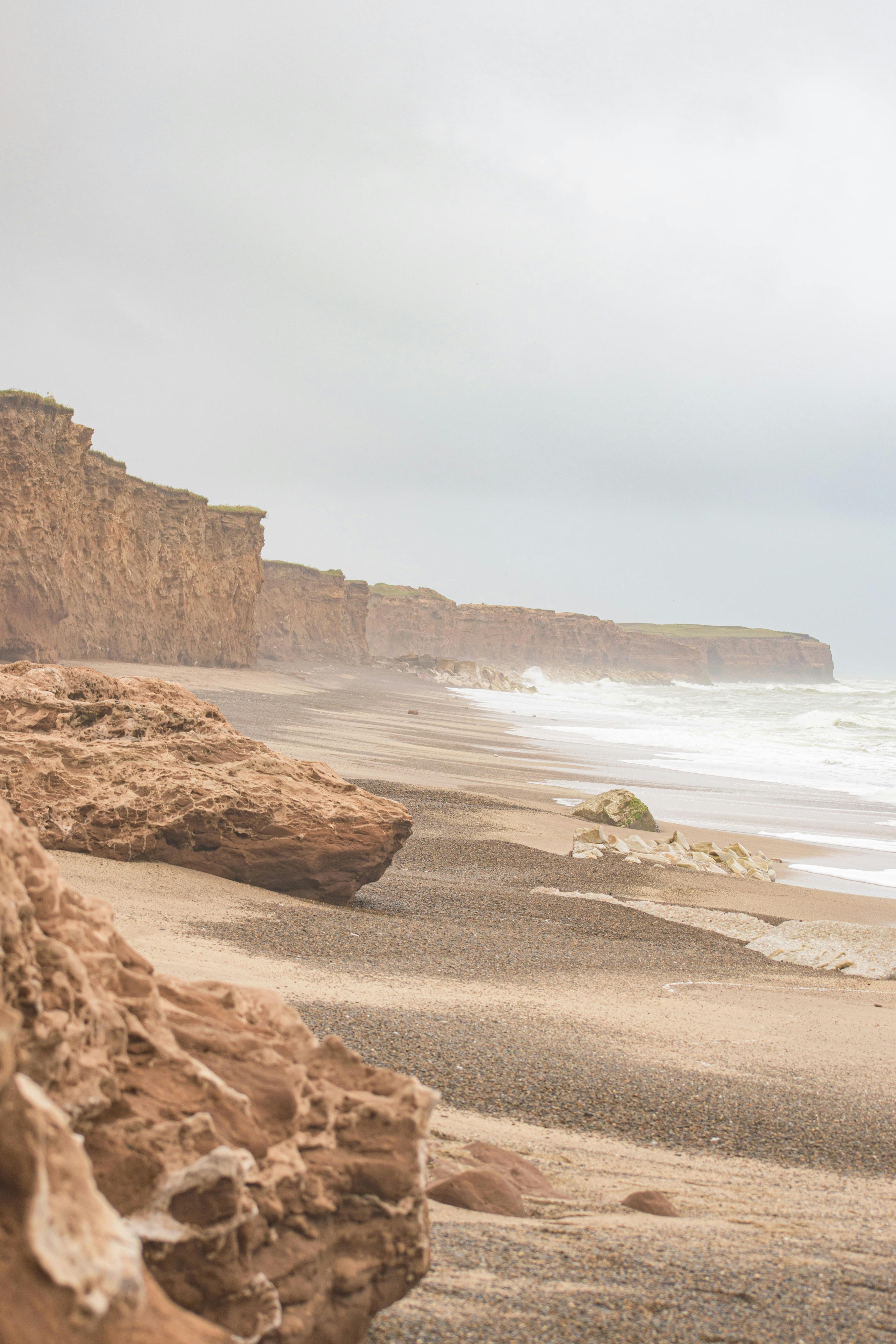 Cliffs by Beach on Sea Shore · Free Stock Photo