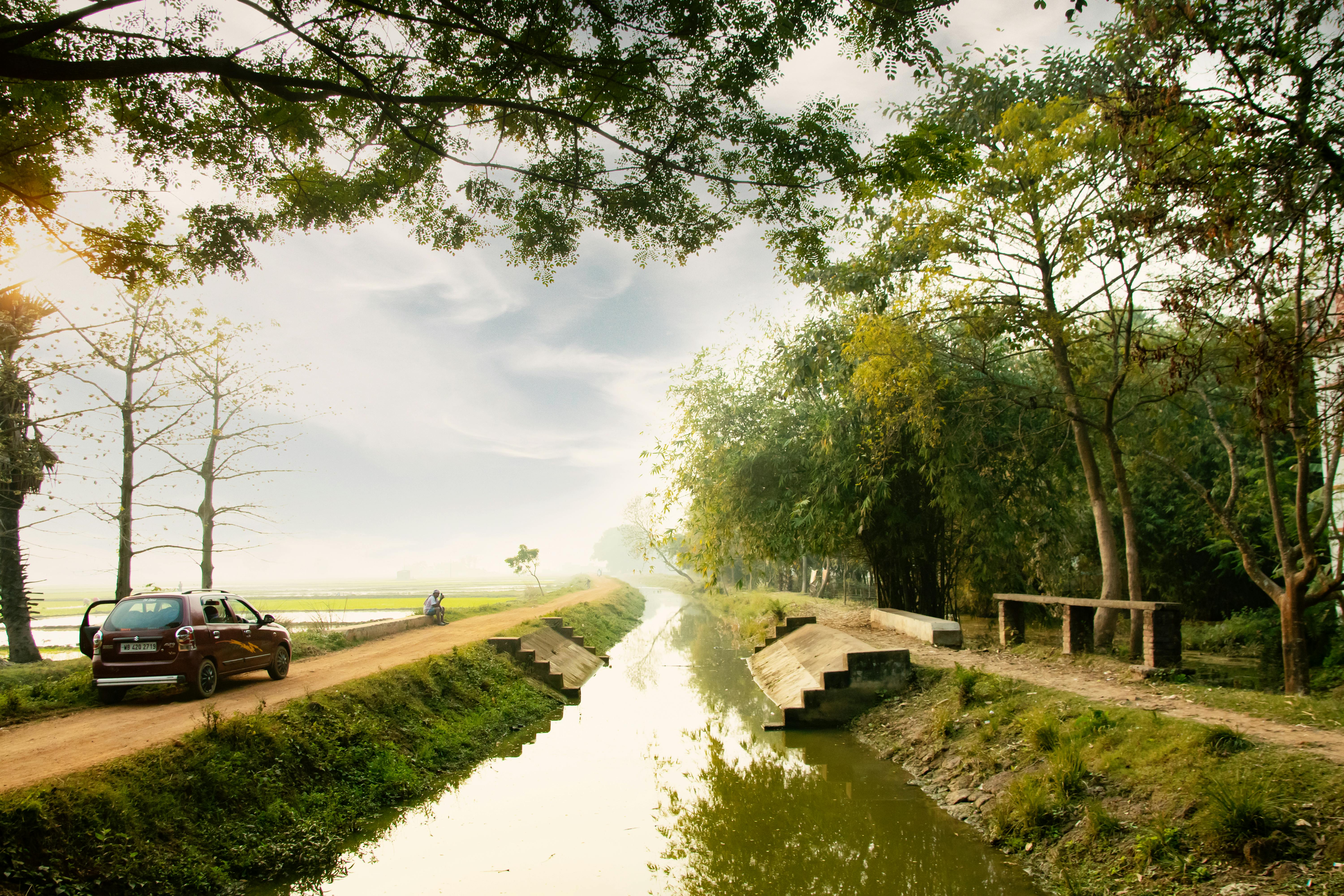 Photo of a Landscape with a Water Canal · Free Stock Photo