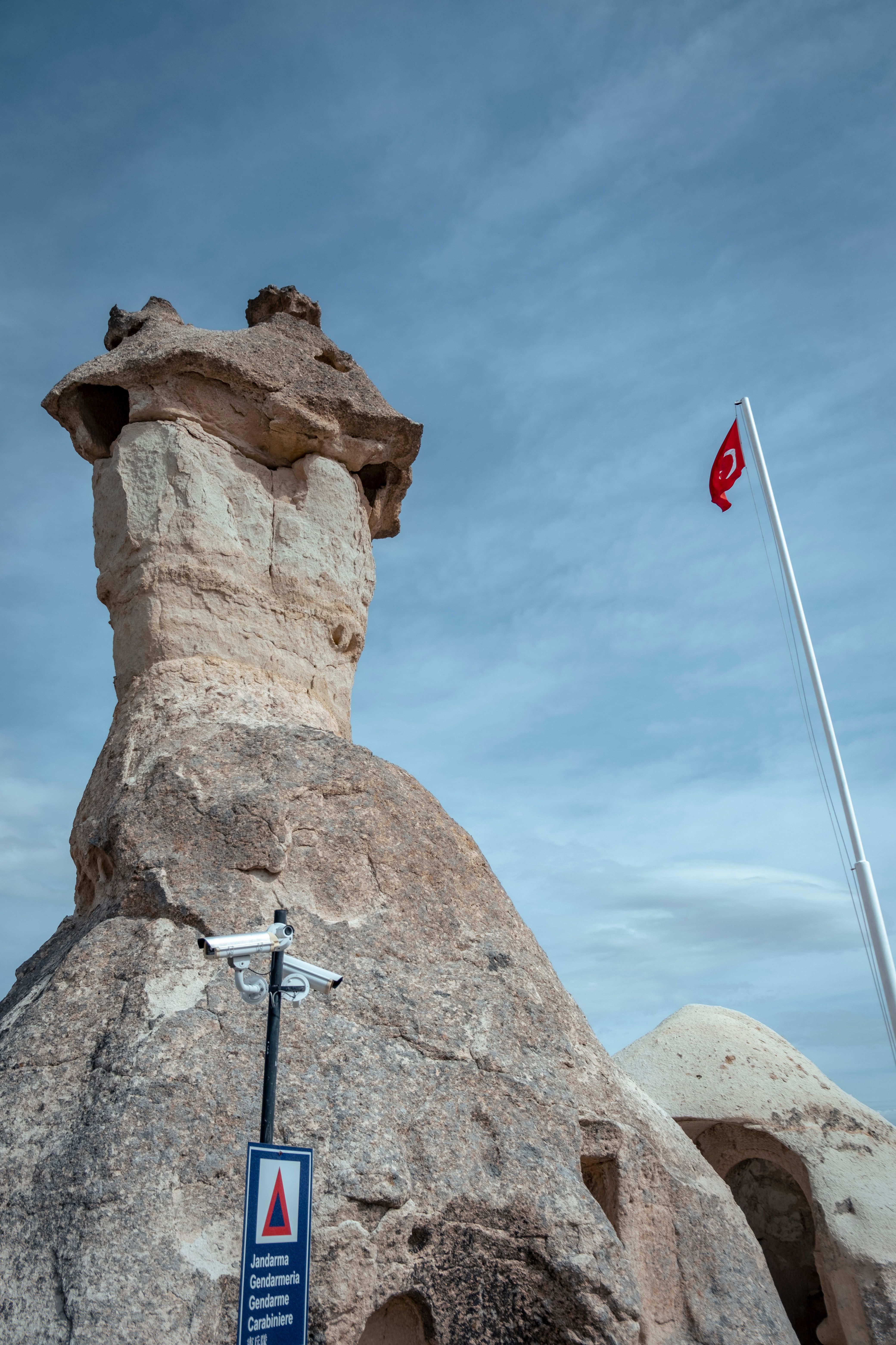 Flag of Turkiye by Fairy Chimney in Pasabaglari · Free Stock Photo