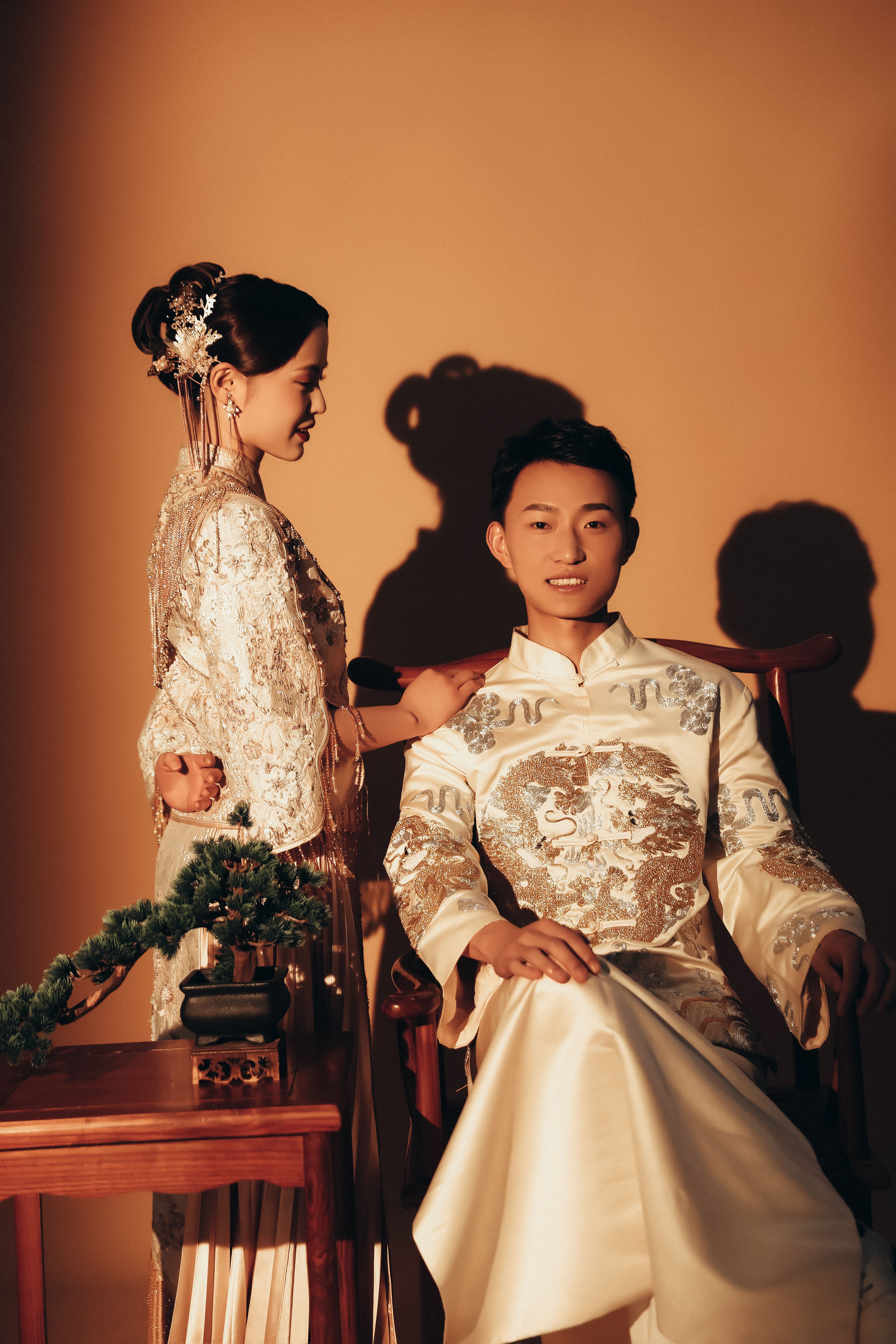 Bride and Groom Wearing Traditional Wedding Clothing · Free Stock Photo