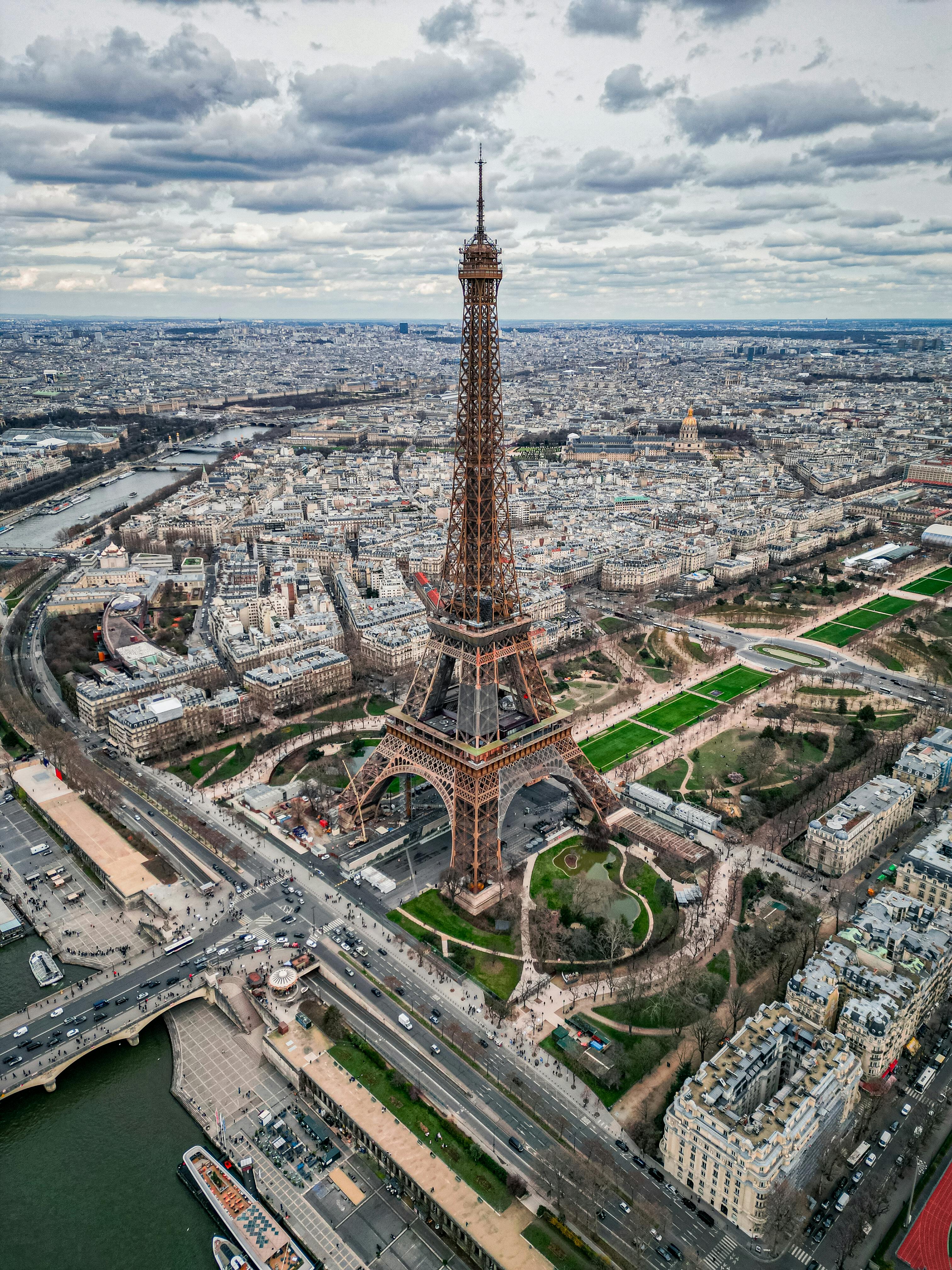 Top View of Paris City and Eiffel Tower · Free Stock Photo