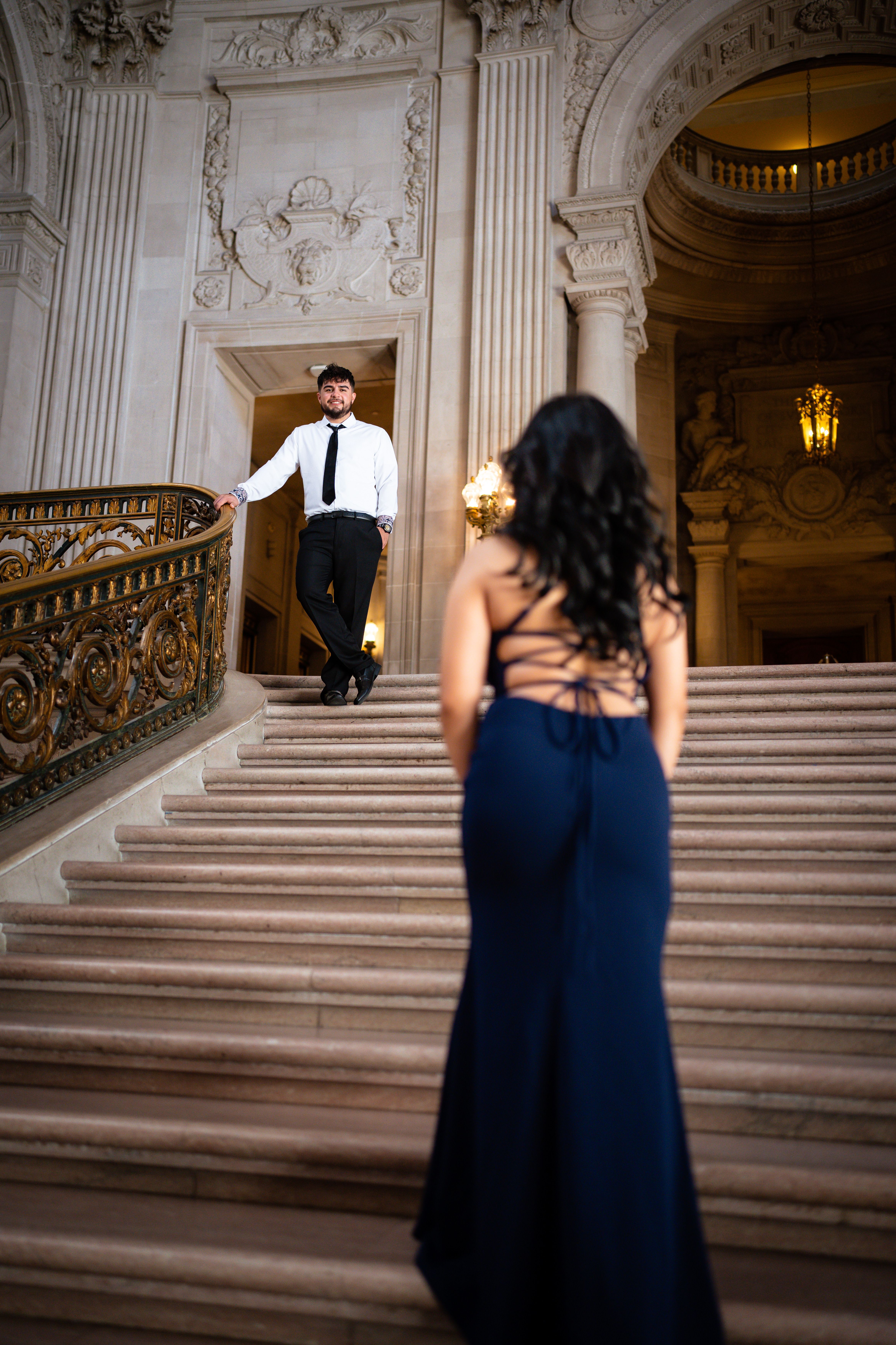 Woman Walking up the Stairs to Meet Her Partner · Free Stock Photo