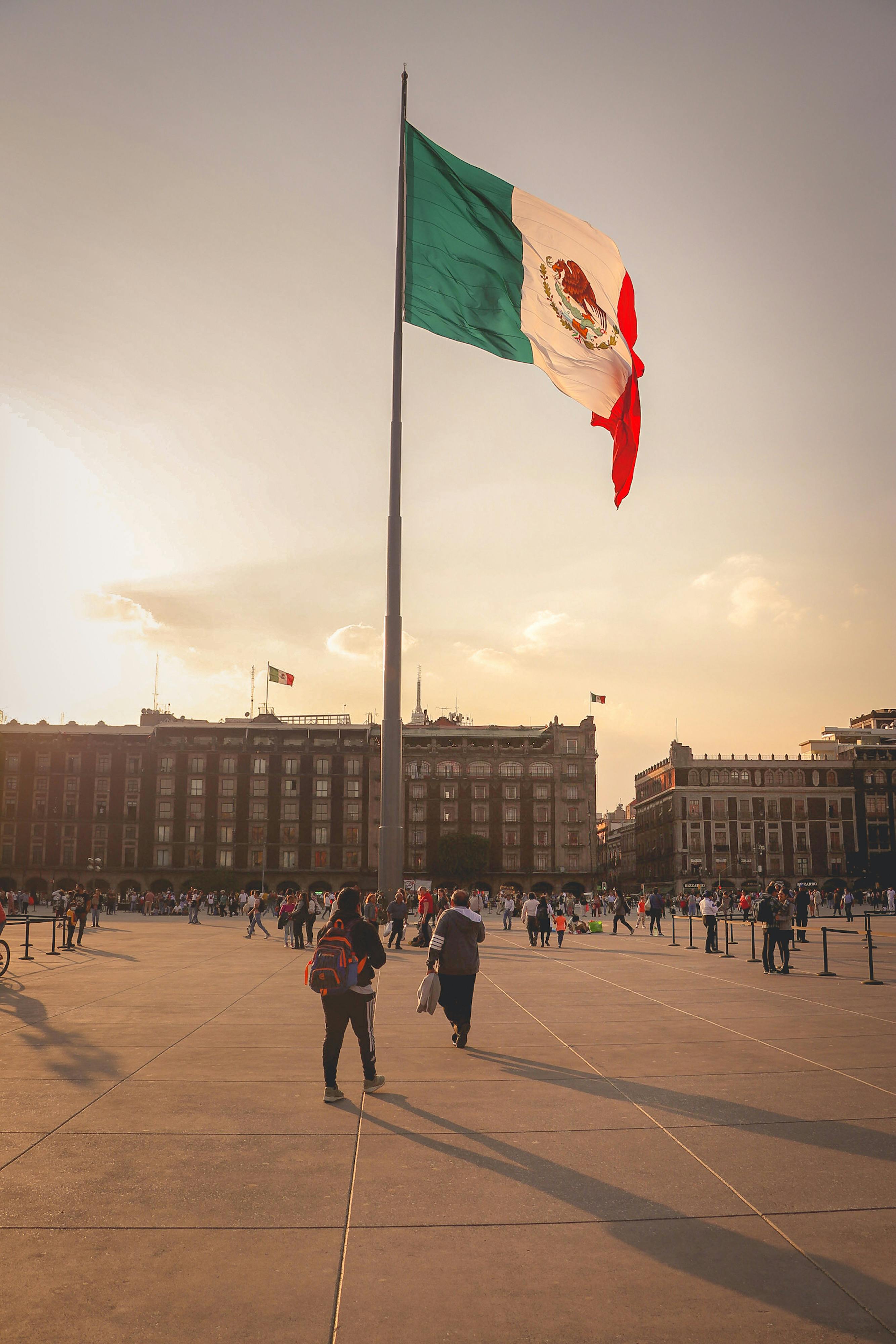 Mexican Flag in the Zocalo Square in Mexico City, Mexico · Free Stock Photo