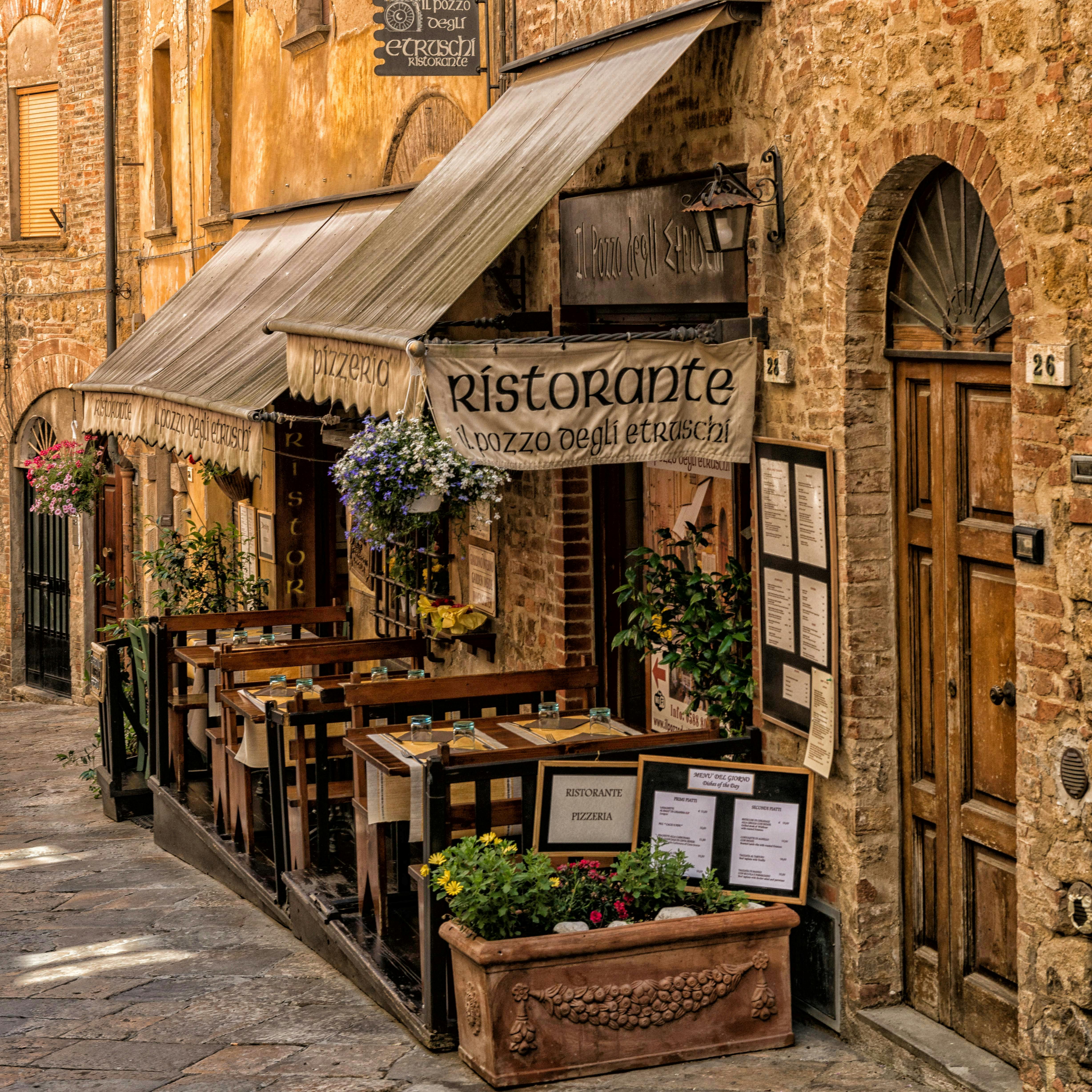 View of a Restaurant in a Building in a Town in Tuscany, Italy · Free ...