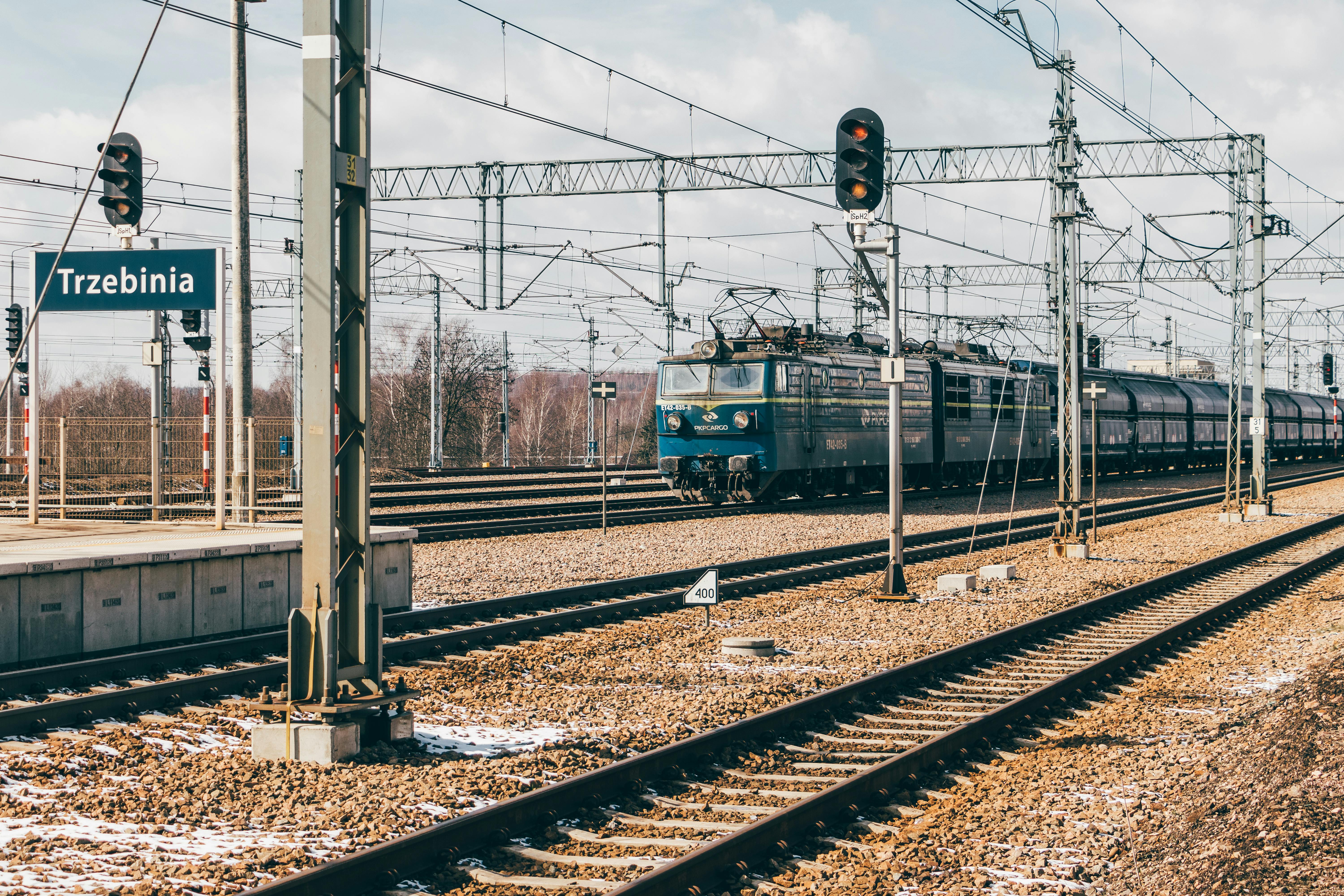 View of a Cargo Train Approaching the Station in Trzebinia, Poland ...