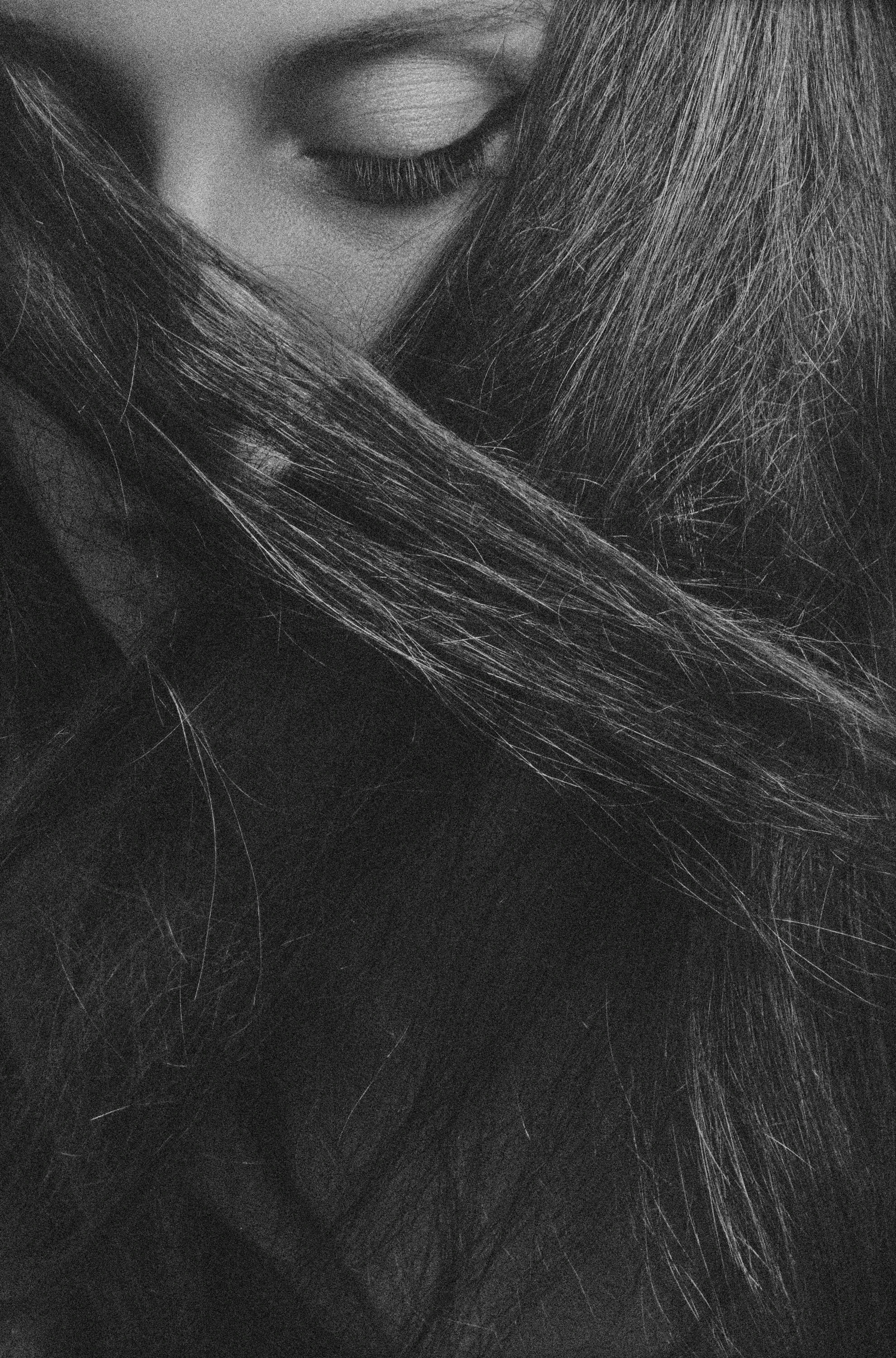 Woman Posing with Face Covered by Hair · Free Stock Photo