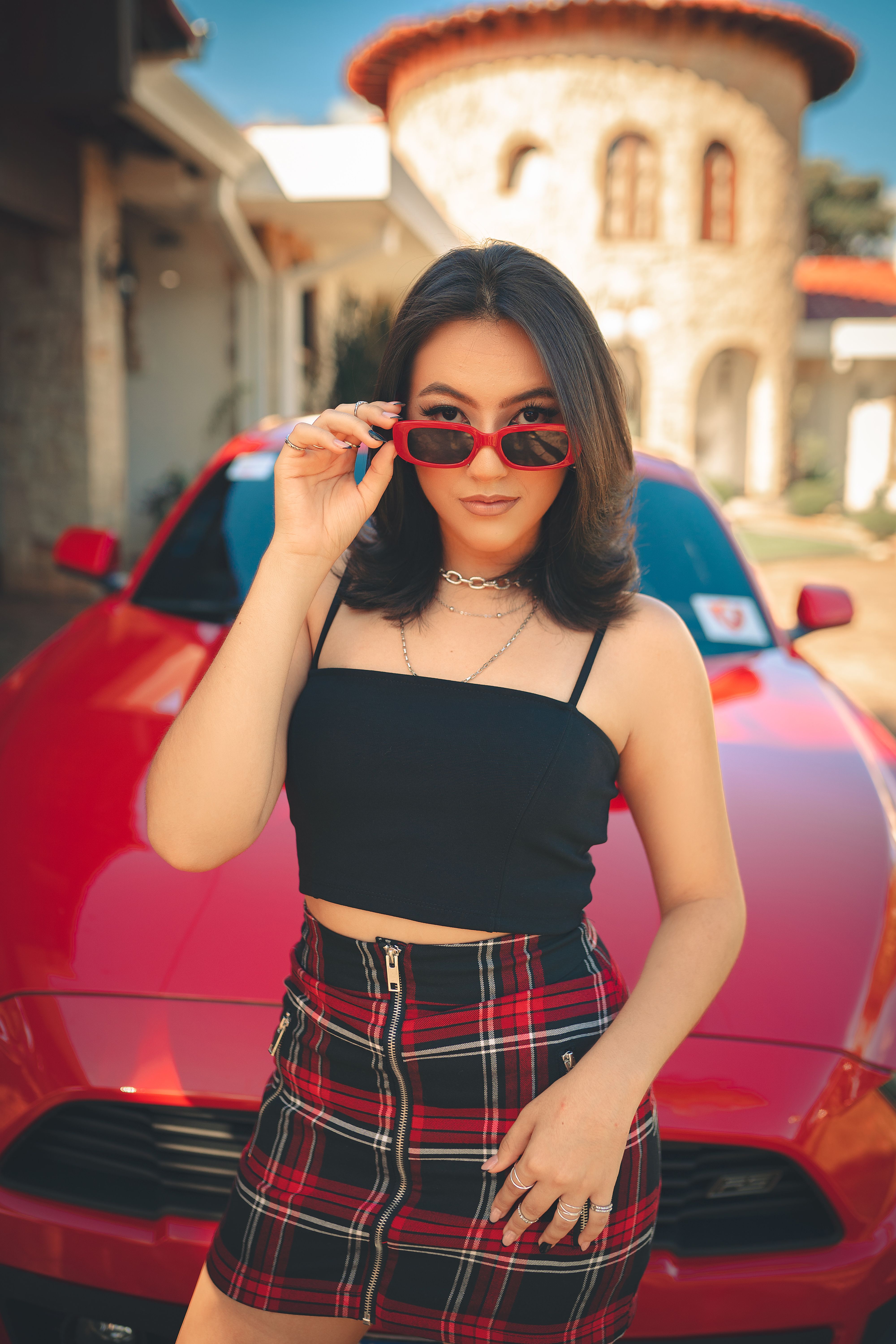 Woman Portrait with Ford Mustang behind · Free Stock Photo
