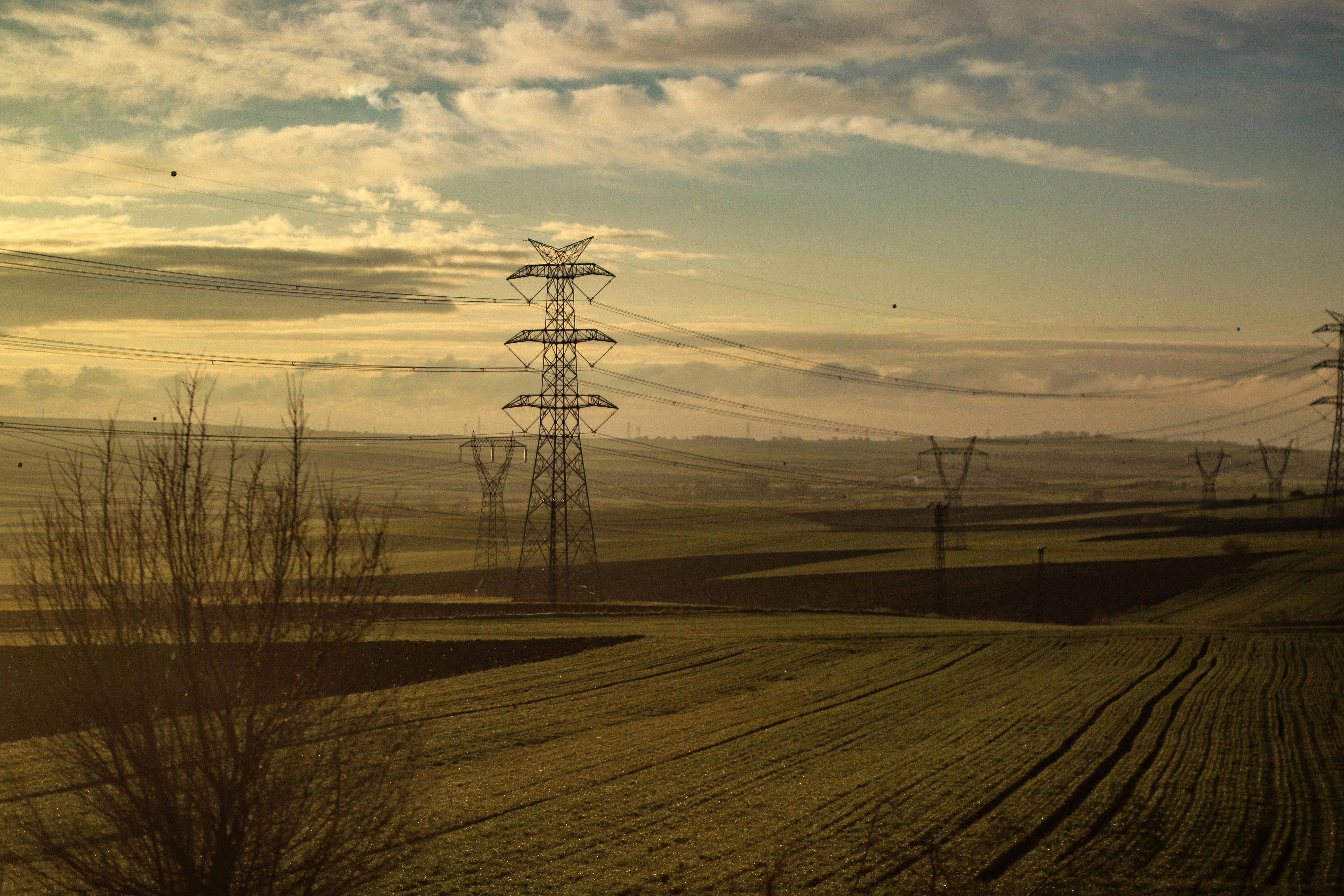 Red and White Power Line Tower · Free Stock Photo