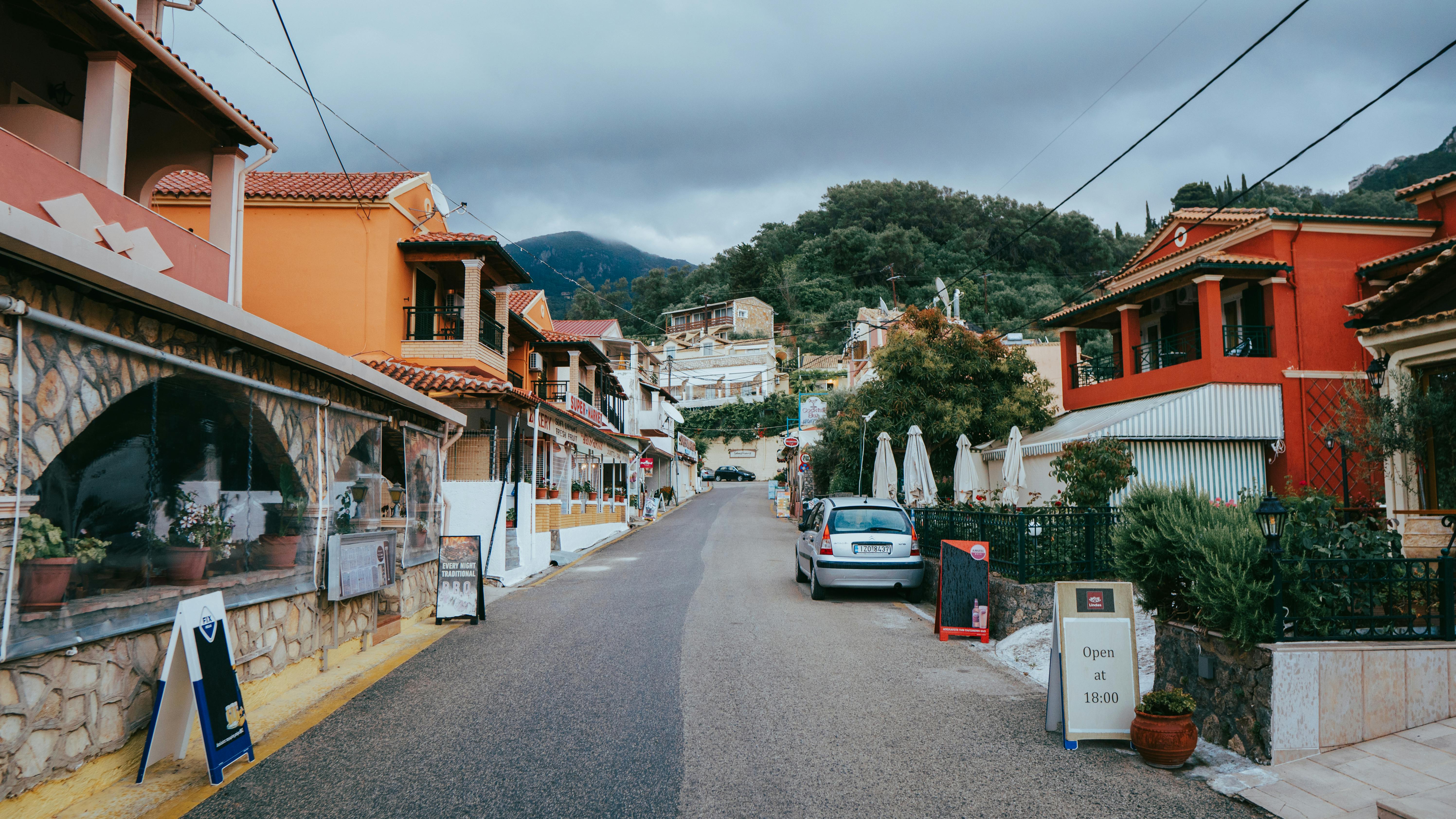 View of an Asphalt Road between Buildings on a Greek Island · Free ...
