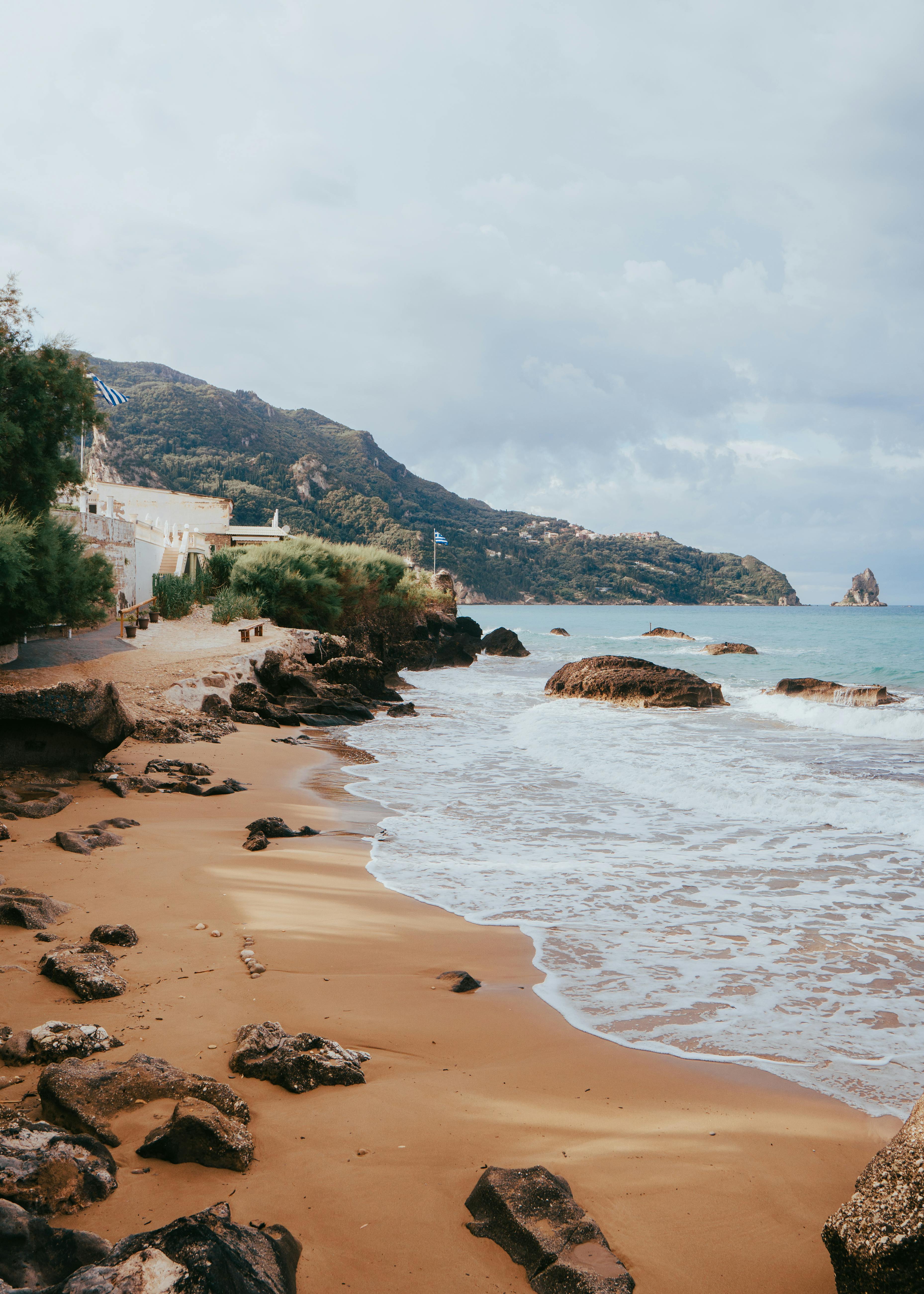 View of Waves Washing up One of the Beaches on Corfu Island in Greece ...