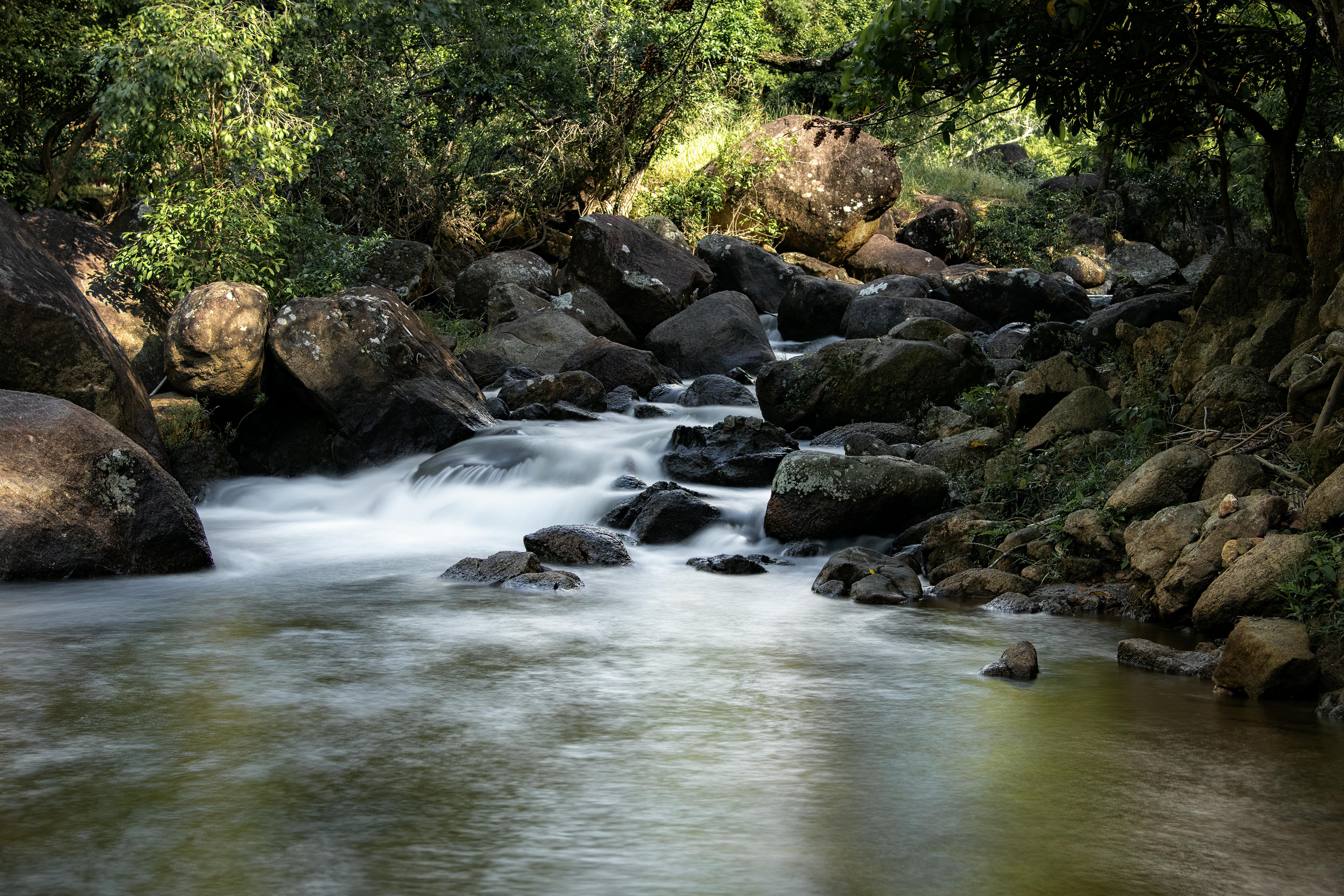 Photo of a River with Rocks on the Riverbank · Free Stock Photo