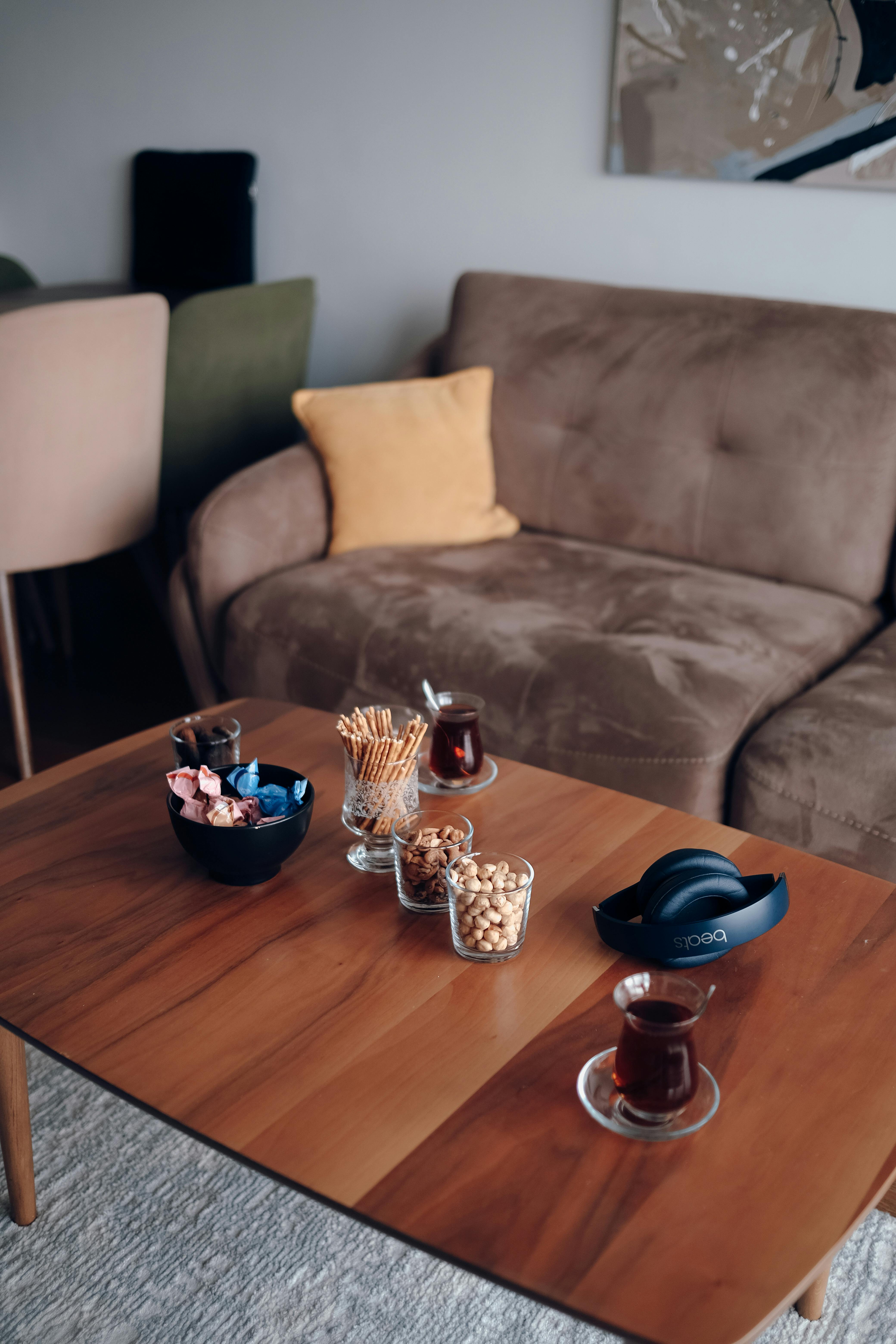Snacks and Drinks on a Coffee Table · Free Stock Photo