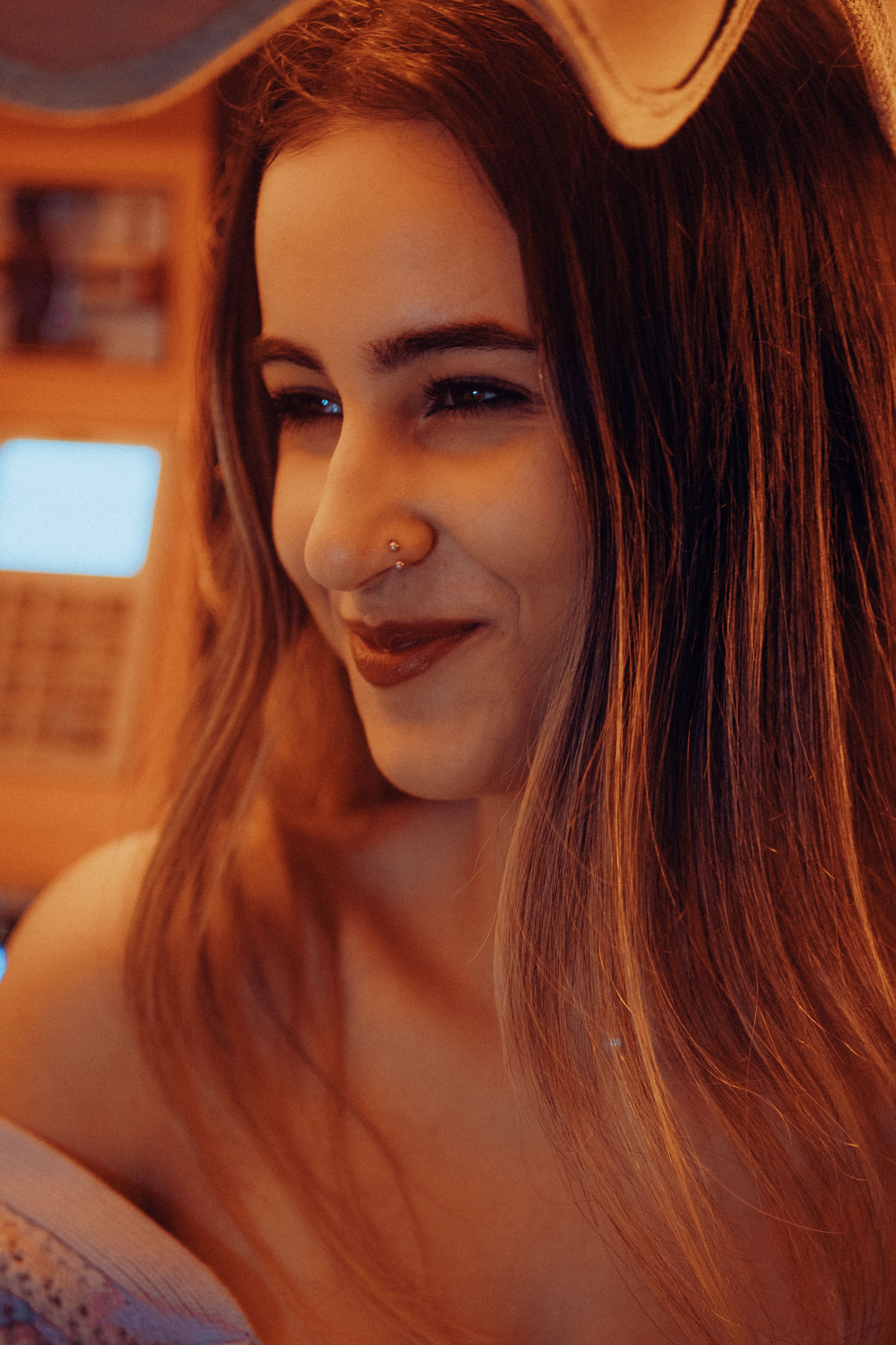 Smiling Woman with Nose Pier · Free Stock Photo